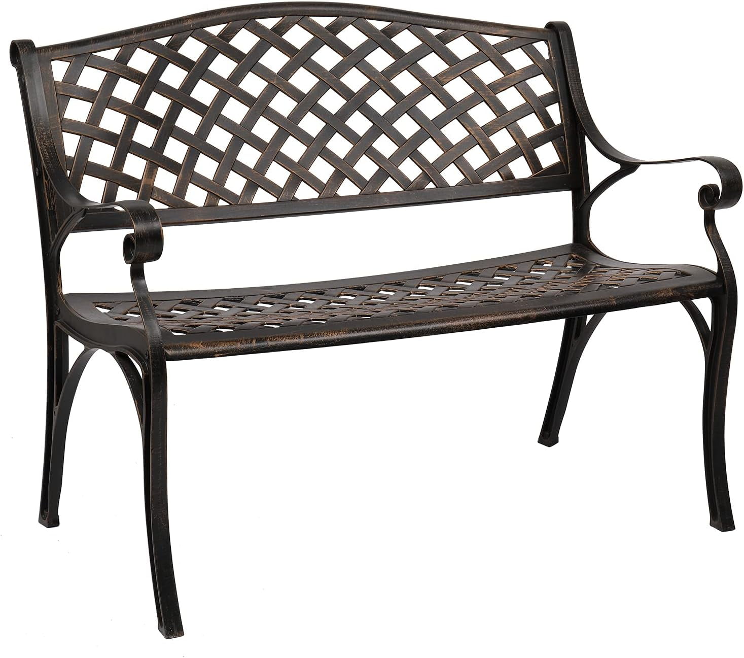 40.5" Patio Garden Bench,Anti- Rust Cast Iron Cast Aluminum Frame for ...