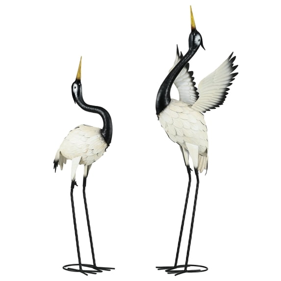 40.5" Tall Heron Garden Statues Set of 2 - Metal Standing Bird ...