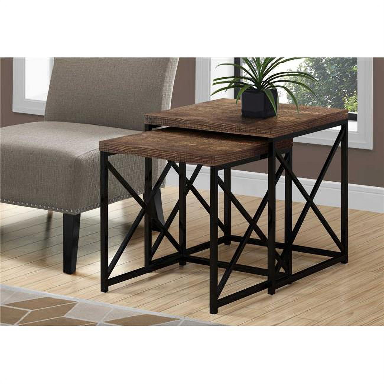 40.5 in. Particle Board & Black Metal Nesting Table Set - 2 Piece - Walmart.com