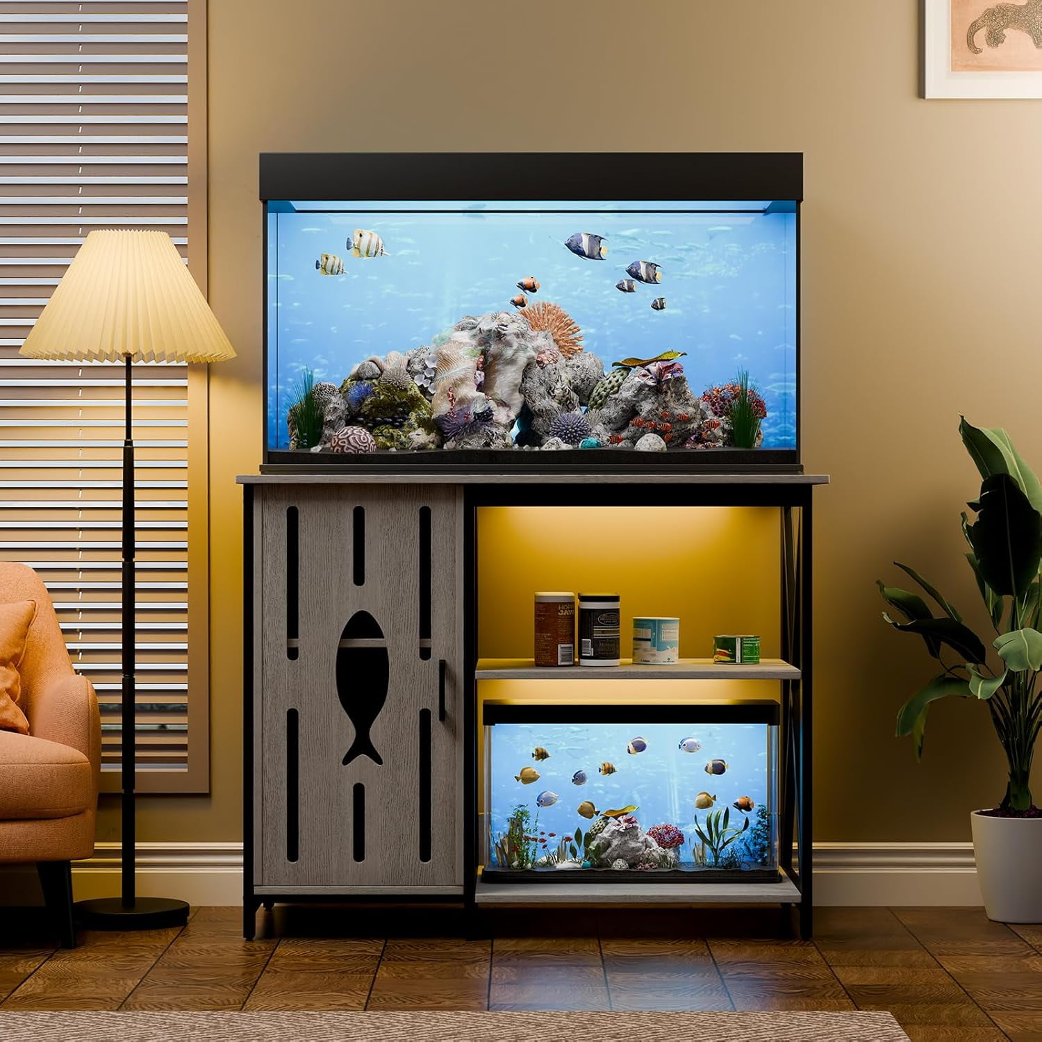 40-50 Gallon Fish Tank Stand,Aquarium Stand with Cabinet Accessories ...