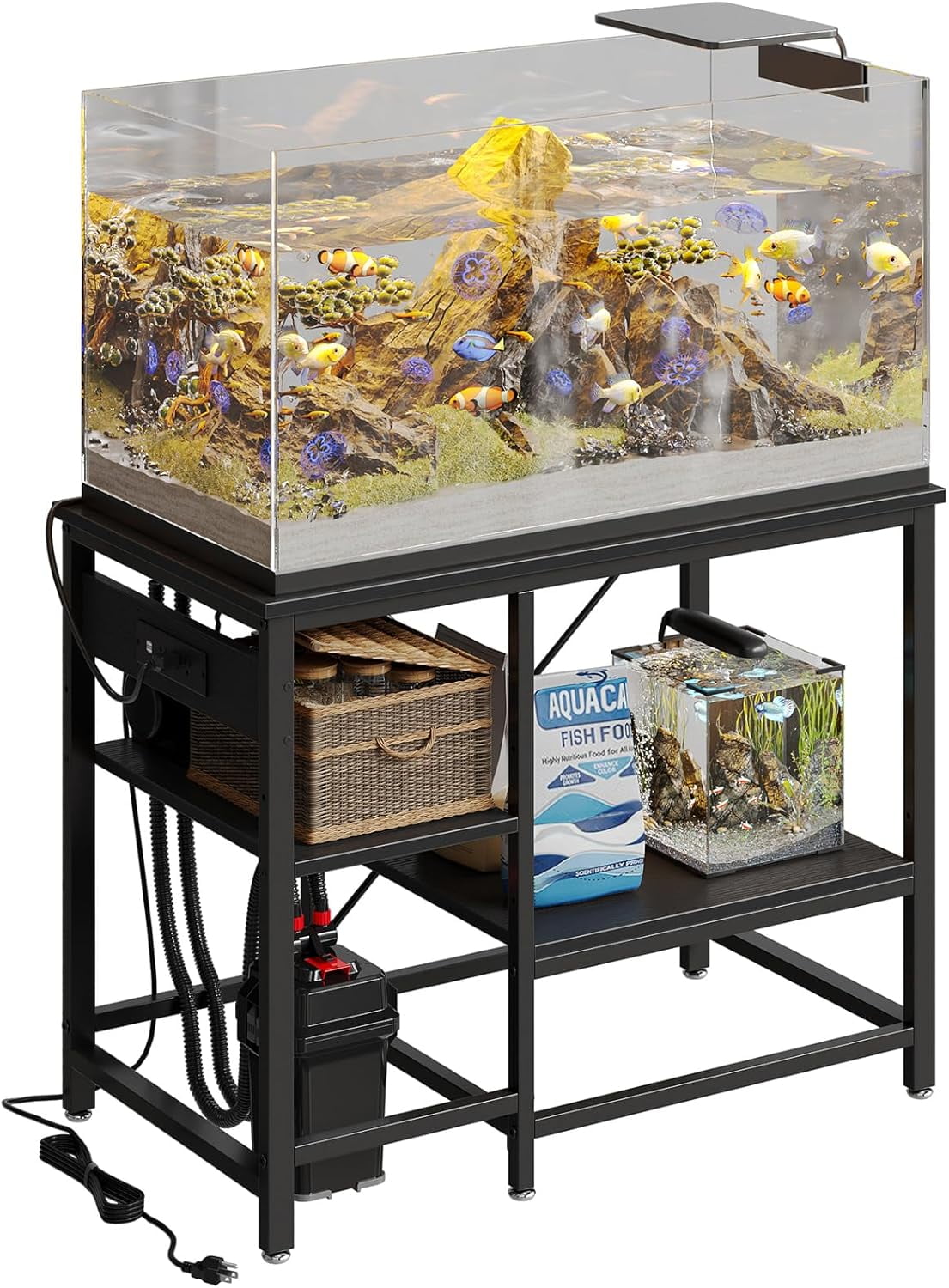 40-50 Gallon Fish Tank Stand with Power Outlet, 36x19 Metal Aquarium ...