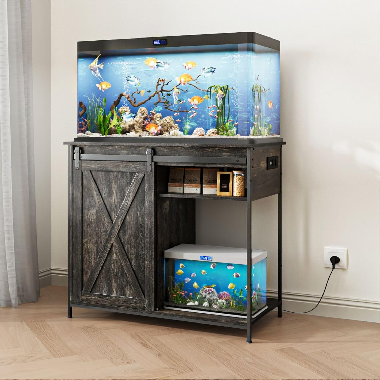 40-50 Gallon Fish Tank Stand with Power Outlets,Farmhouse 40 Gallon ...
