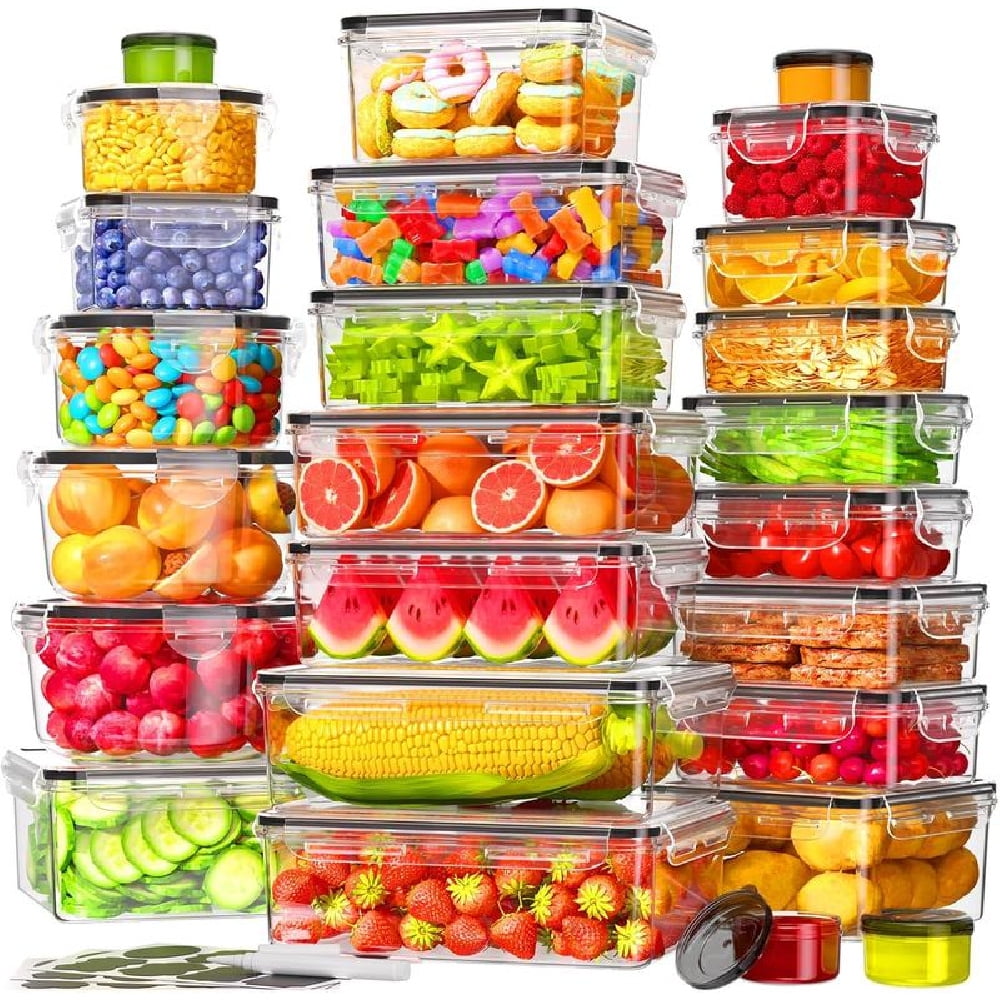 40-50 sets of meal kits and food storage containers set - 25 multi-sized BPA-free containers ...