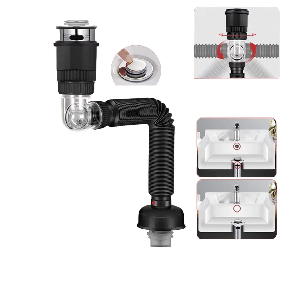 40/50cm Cm Bathroom Stainless Steel Sink Siphon Useful Waste Drain ...