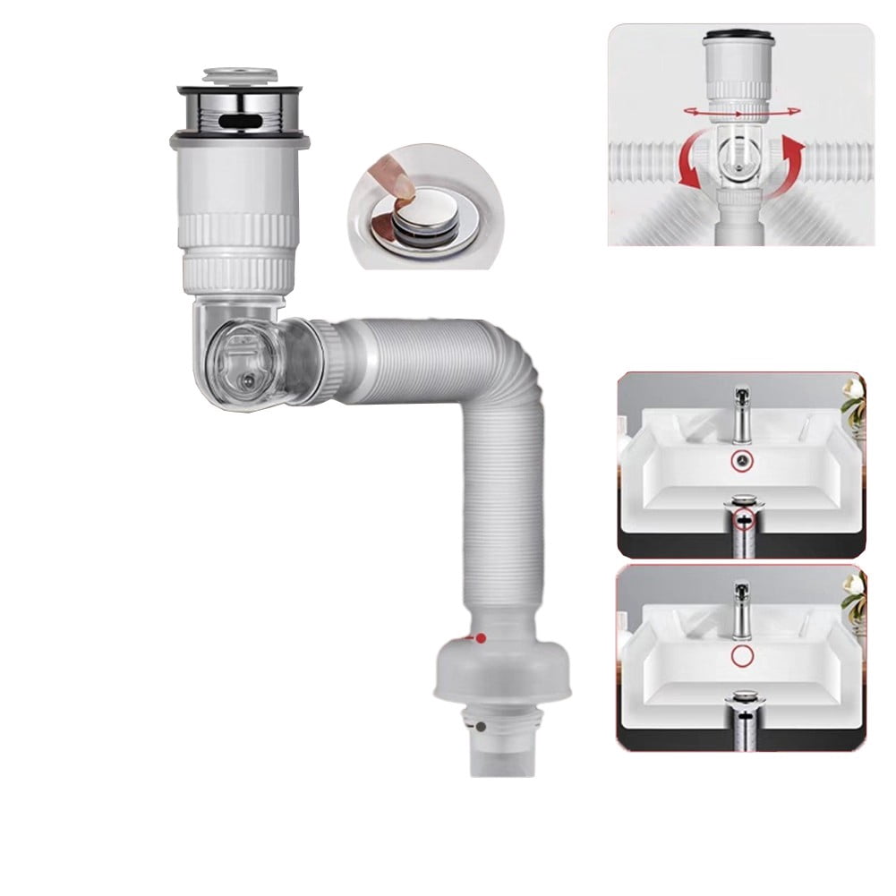 40/50cm Cm Bathroom Stainless Steel Sink Siphon Useful Waste Drain ...