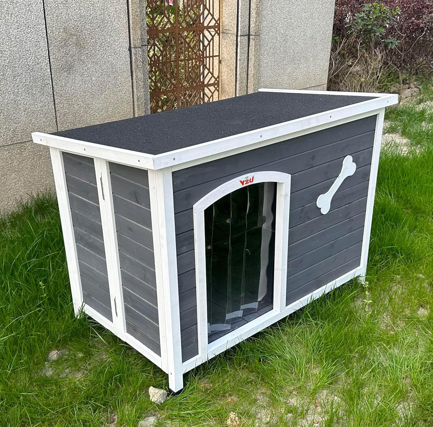 40.55" L x 25.2" W x 29.25" H Wood Large Dog House, Suitable for Large ...
