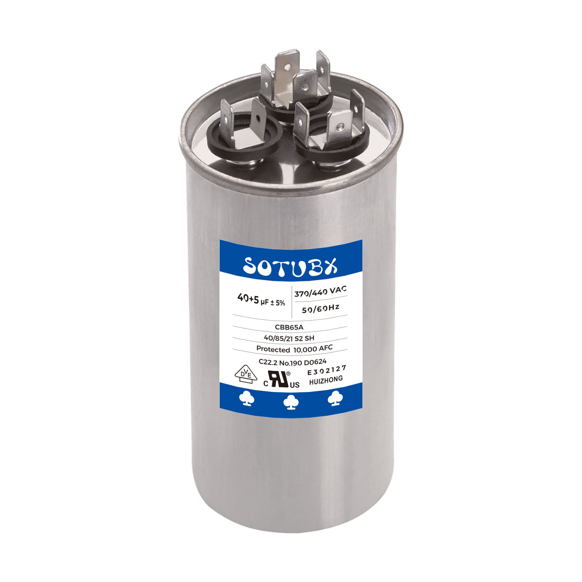 SOTUBX 40/5 MFD 370/440V Round Run Capacitor for AC Air Conditioner ...