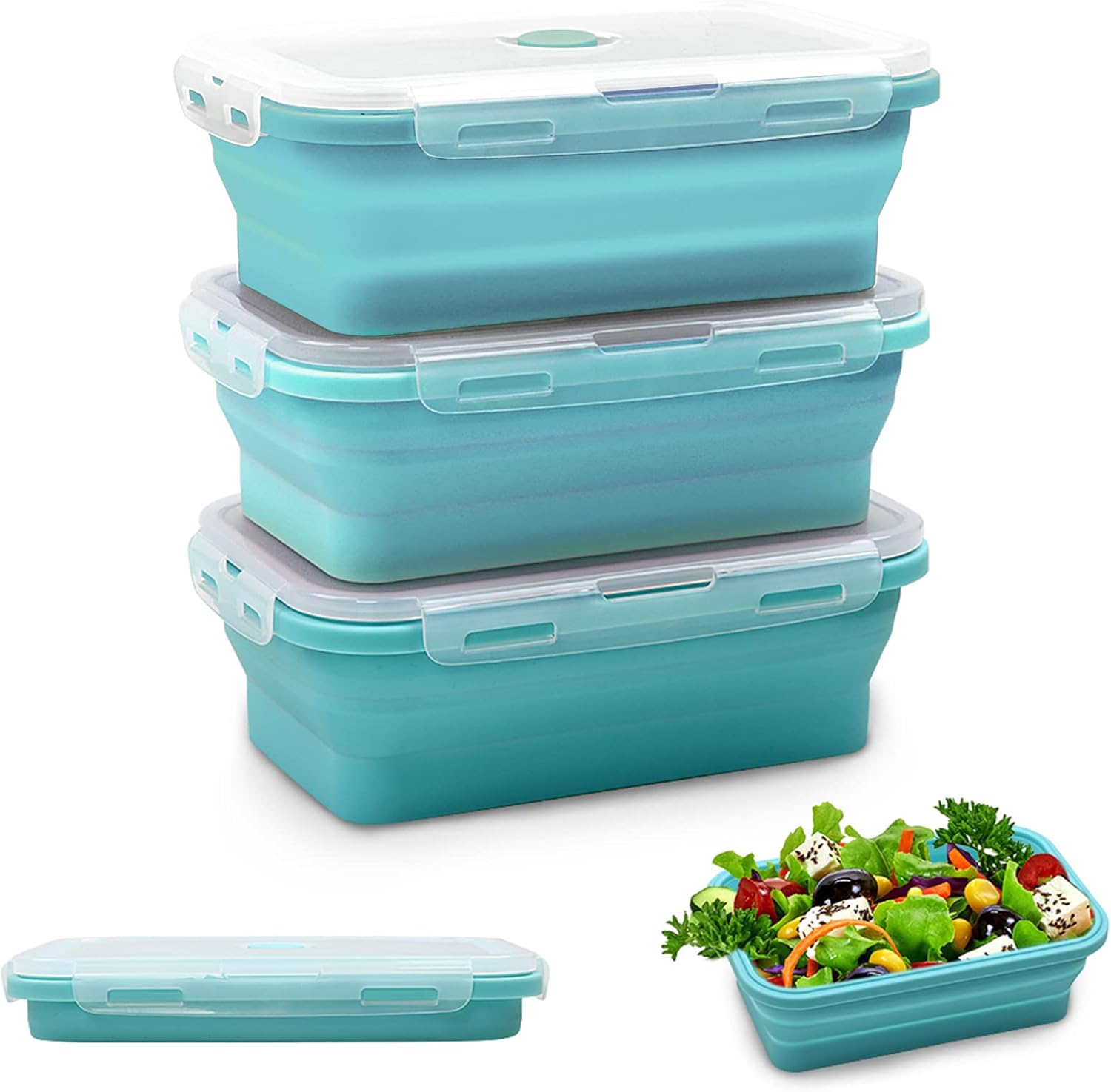 40.5oz Storage Containers, 3 Set 1200ml Collapsible Storage Containers ...