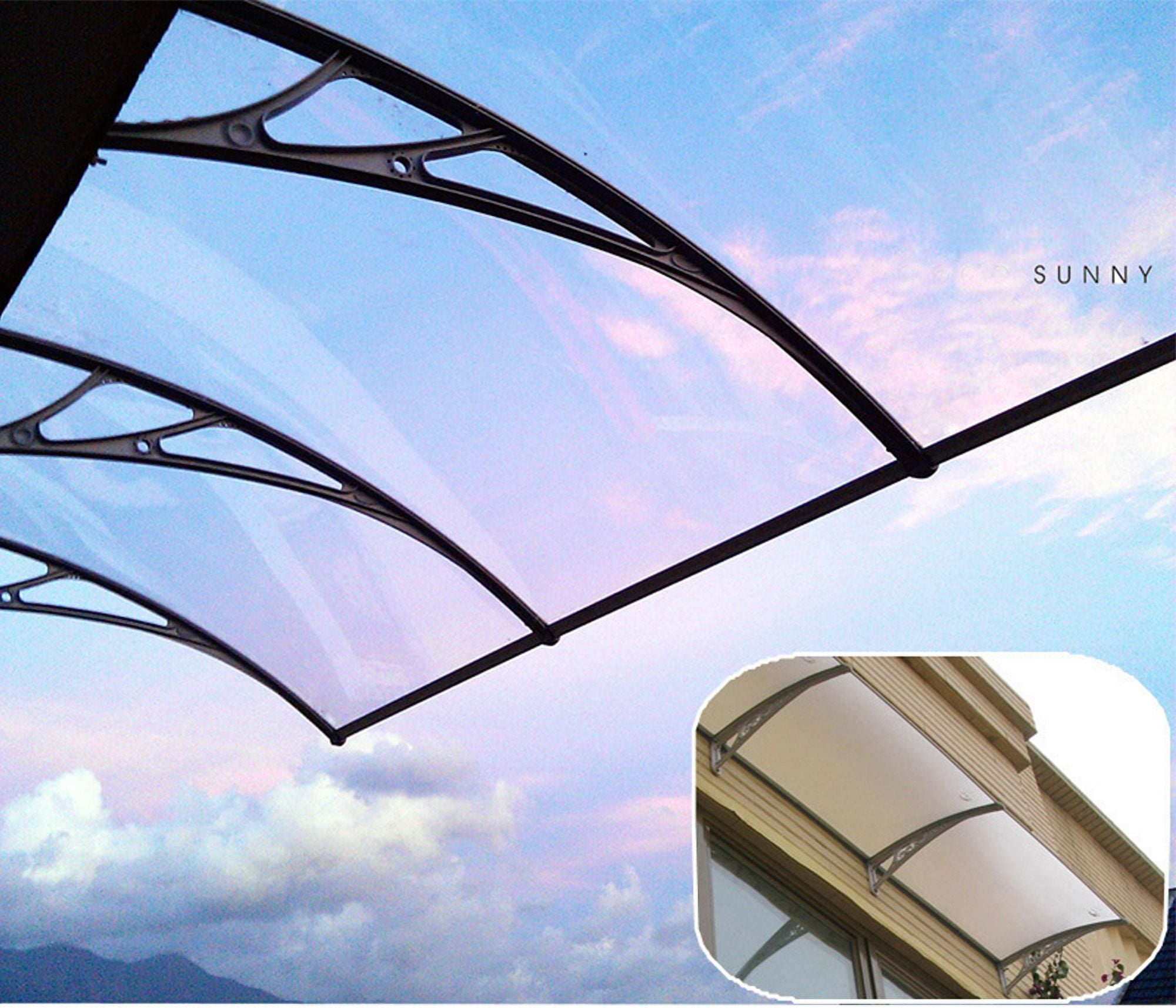 40*60 Inch Transparent Awning Three Brackets Polycarbonate Doors ...