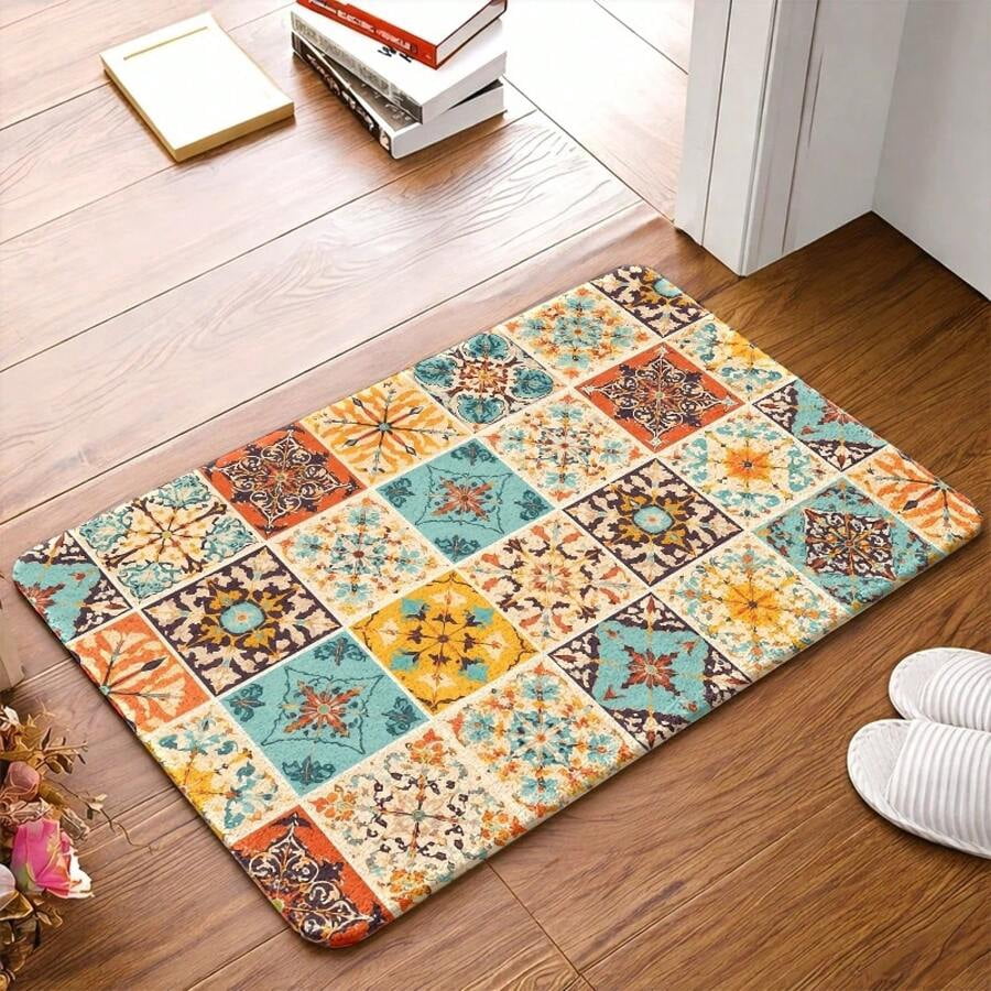 40*60cm/16*24in Tile Pattern Floor Mat 40x60cm Multicolor Bohemian ...