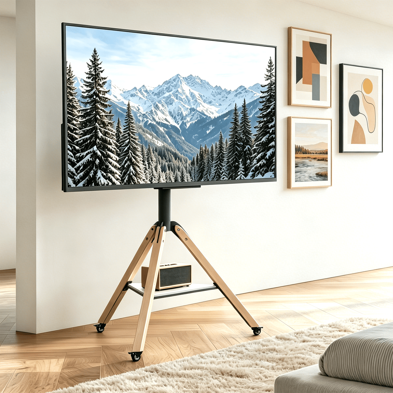 40"-75" Wheeled Floor TV Stand Height Adjustable LED LCD Flat HD TV ...