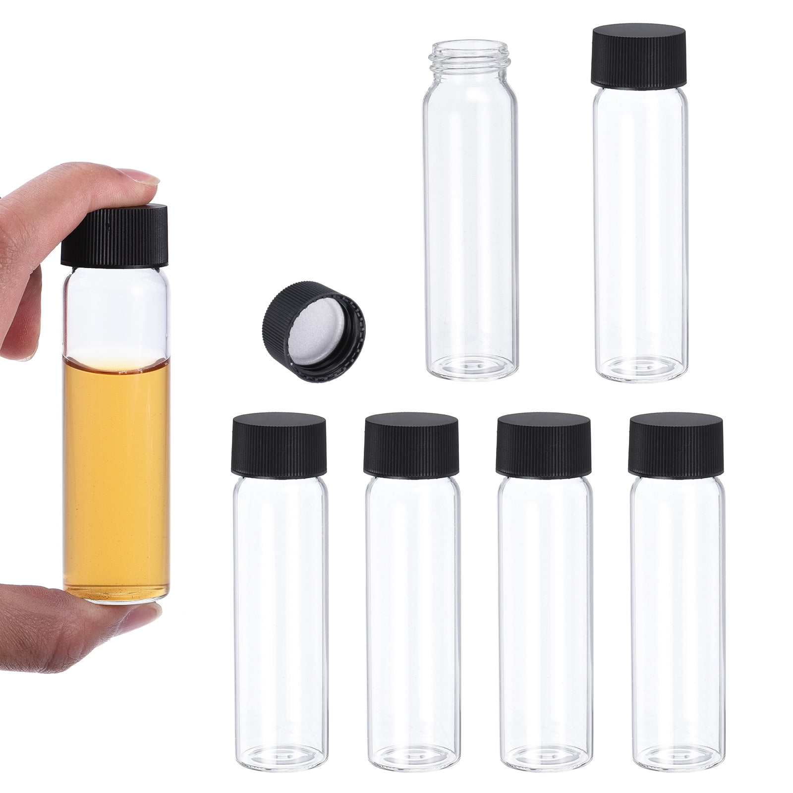 40.7ml Clear Glass Vials, 6 Pack Sample Vials with Screw Cap Reagent ...