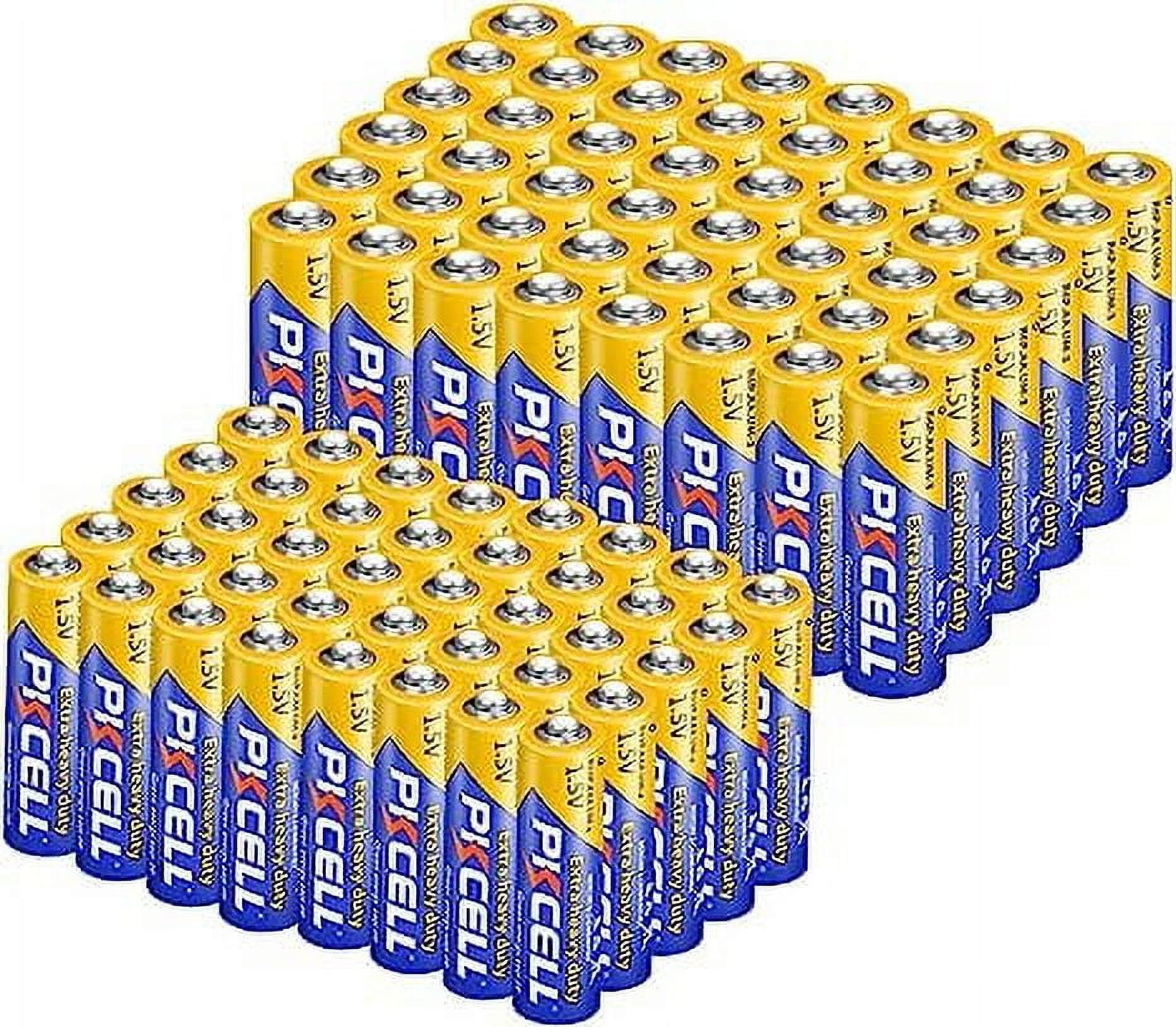 100 AA and 100 AAA Batteries Combo Pack, PKCELL Zinc Carbon 1.5 Volt ...