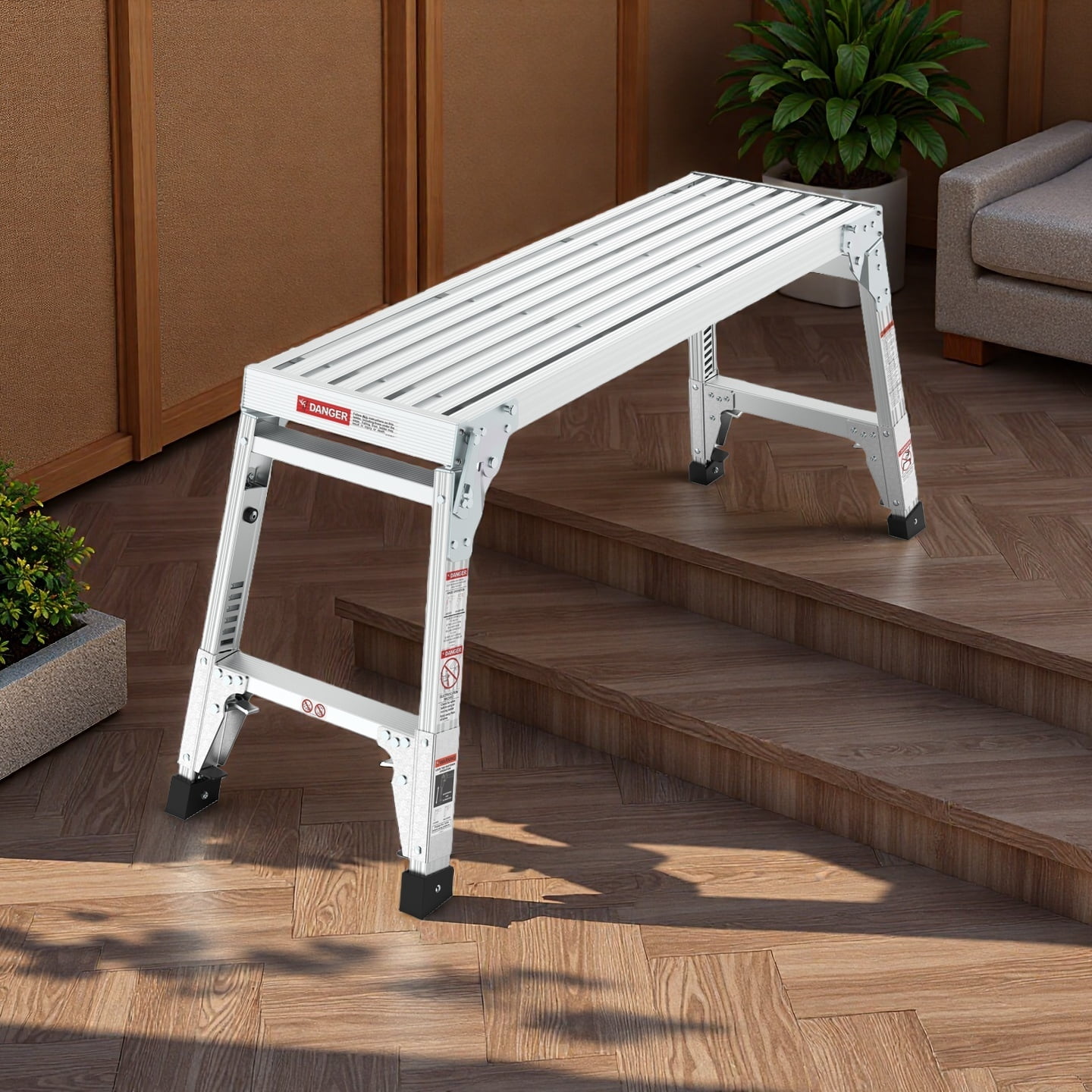40"Aluminum Folding Work Platform - 4-Leg Telescopic, Non-Slip, 22"-27. ...