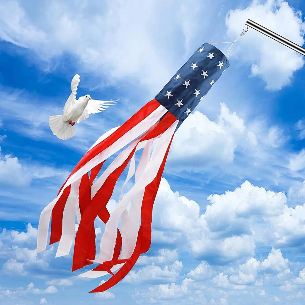 40" American Flag Windsock, Independence Day Windsock Flag Embroidered ...
