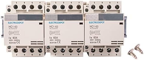 40 Amp 12 Pole (4 Pole x 3) Normally Open, 110-120VAC Coil (Silent Operation), Motor Load 40A ...