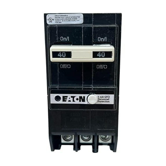 40 Amp 2 Pole GFCI Circuit Breaker - 120/240V 10kAIC Ground Fault ...