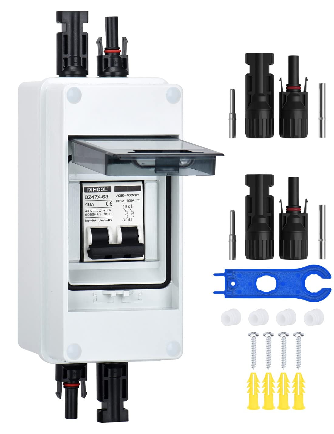 40 Amp Solar Disconnect Switch with DC Circuit Breaker Box for Solar ...