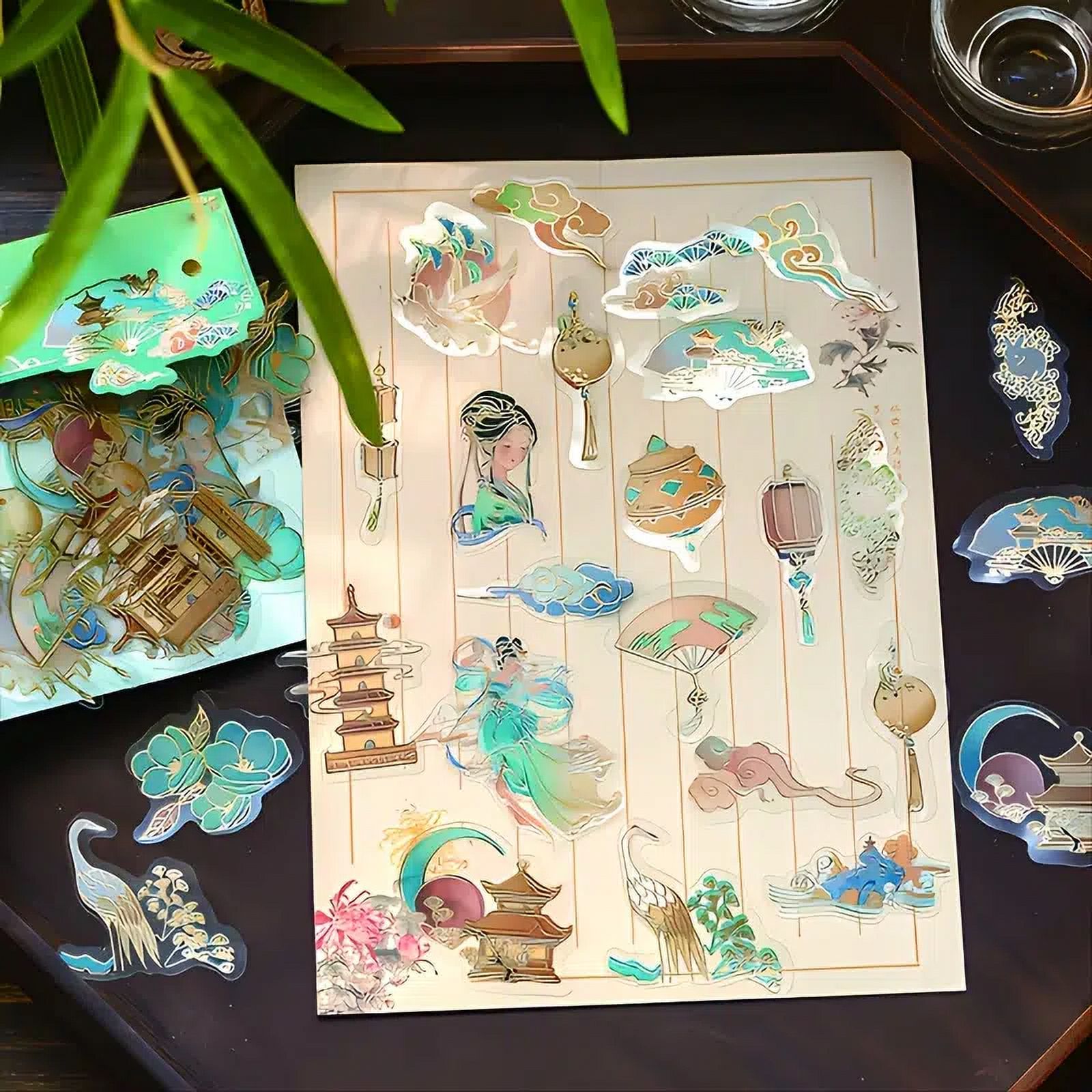 40 Antique Characters Bronzing Transparent Stickers For Water Bottle ...