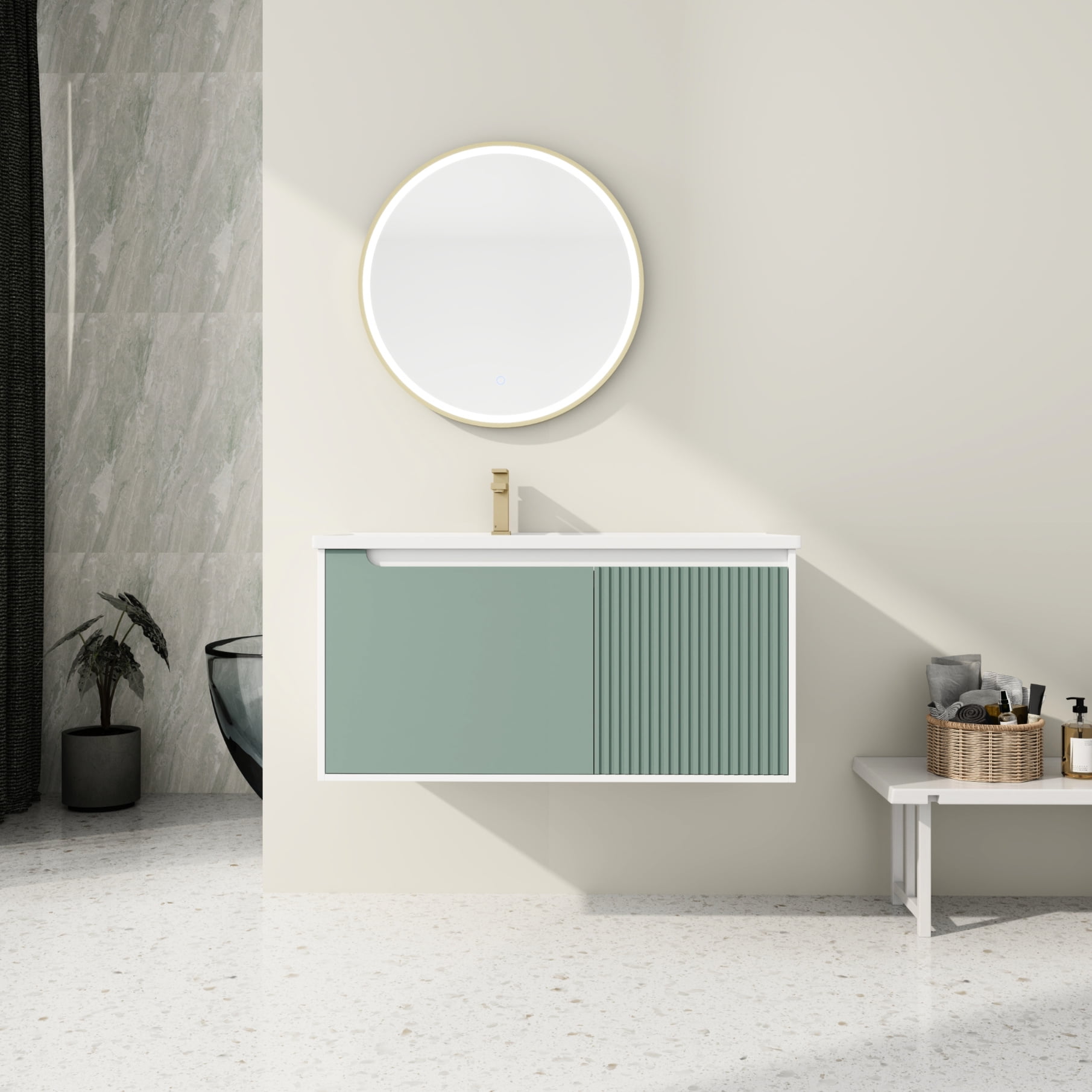 40" Bathroom Cabinet With Ceramic Sink. Soft Closing Door. Plywood ...