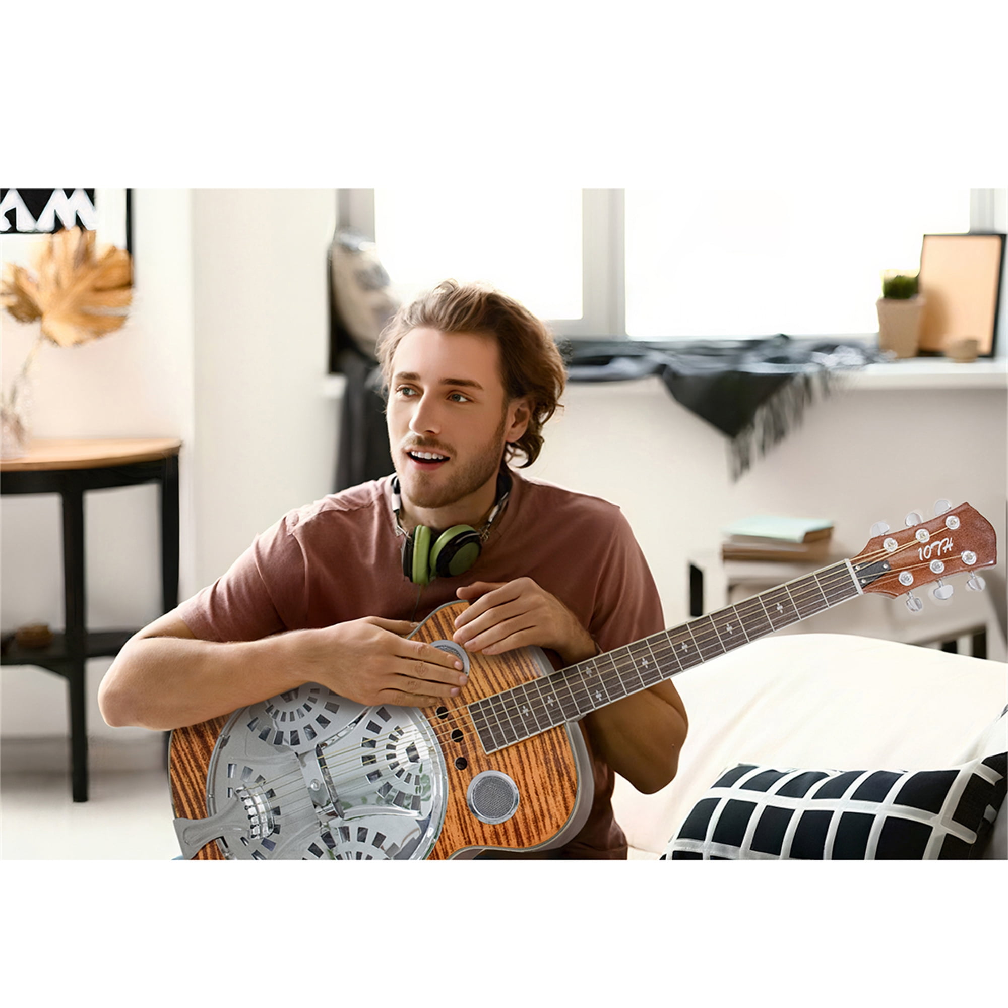 40" Beginner-Friendly Full-Size Metal Resonator Acoustic Guitar with ...