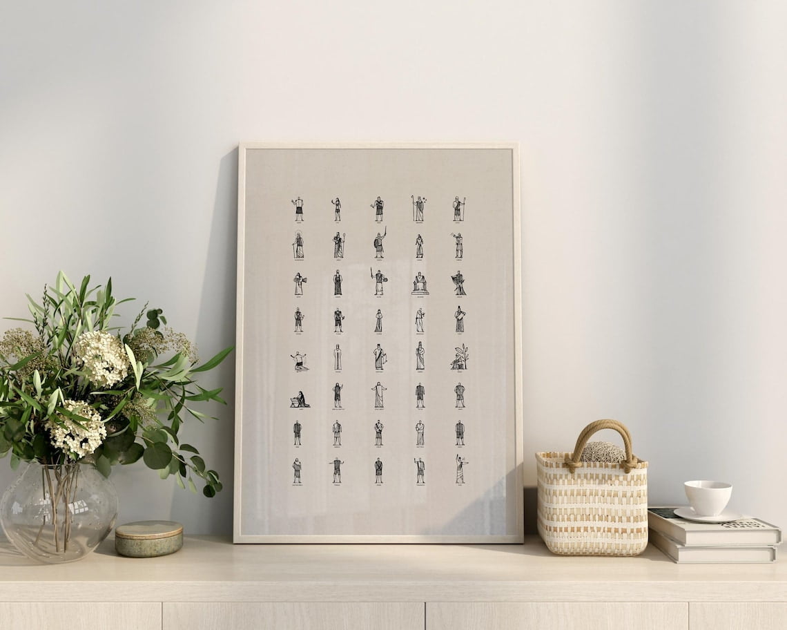 40 Bible Characters, Digital Print!, Scripture Art, Bible Story Wall ...