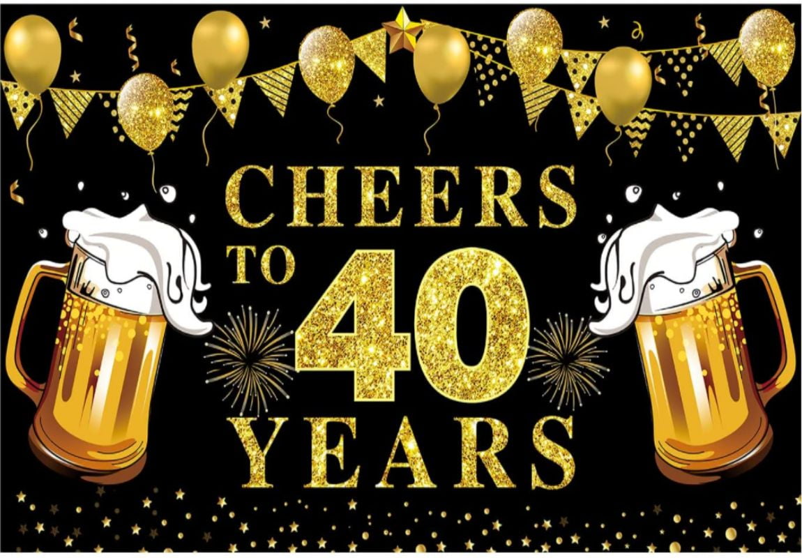 40 Birthday rations Backdrop Banner Happy 40th Birthday Women Red Black ...
