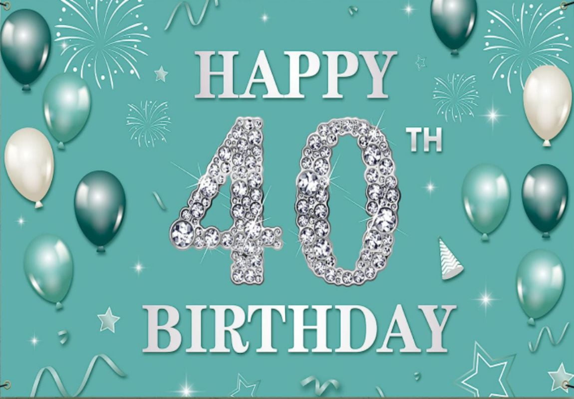 40 Birthday rations Backdrop Banner Happy 40th Birthday Women Red Black ...