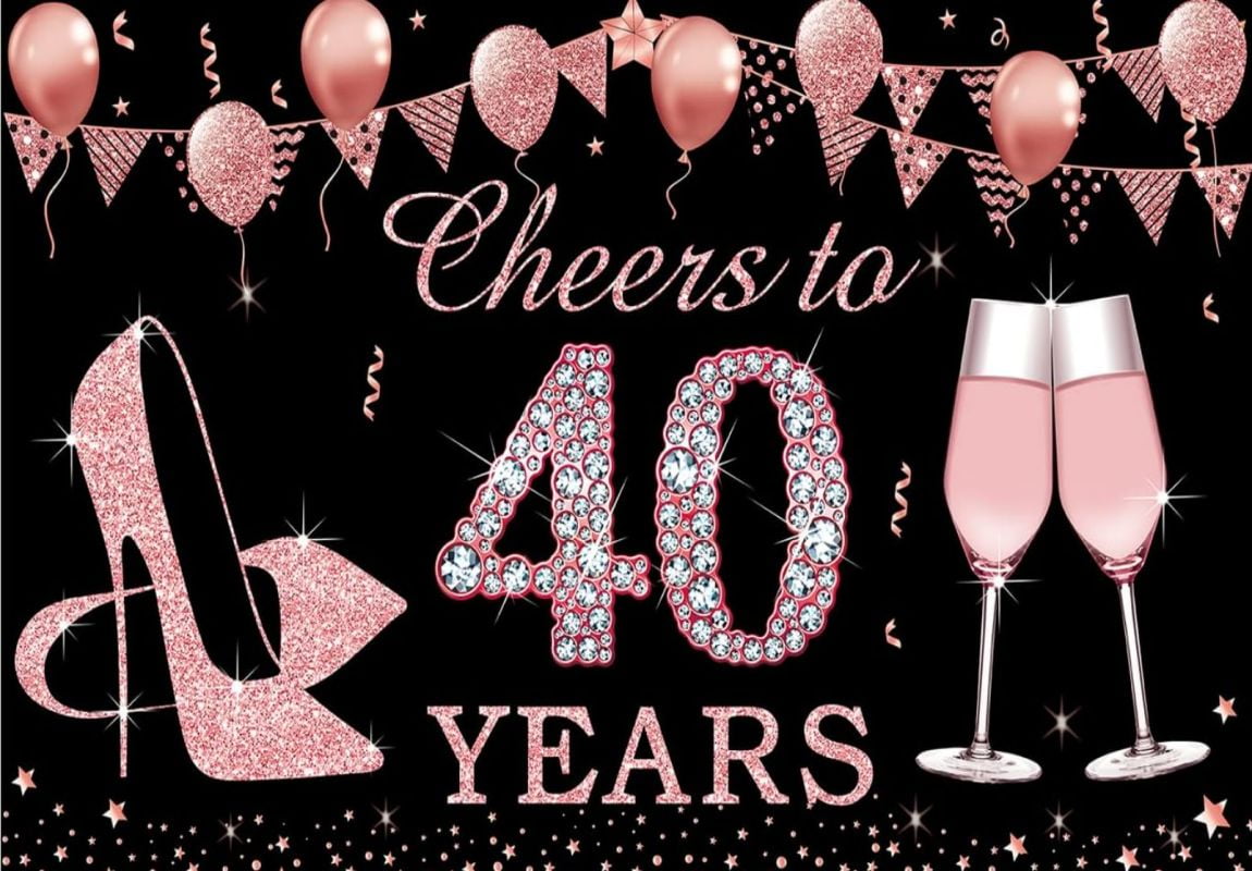 40 Birthday rations Backdrop Banner Happy 40th Birthday Women Red Black ...