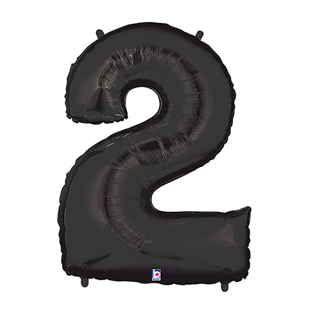 40" Black Number 2 Mylar JUMBO Balloon (Pack of 1) - Birthday Party ...