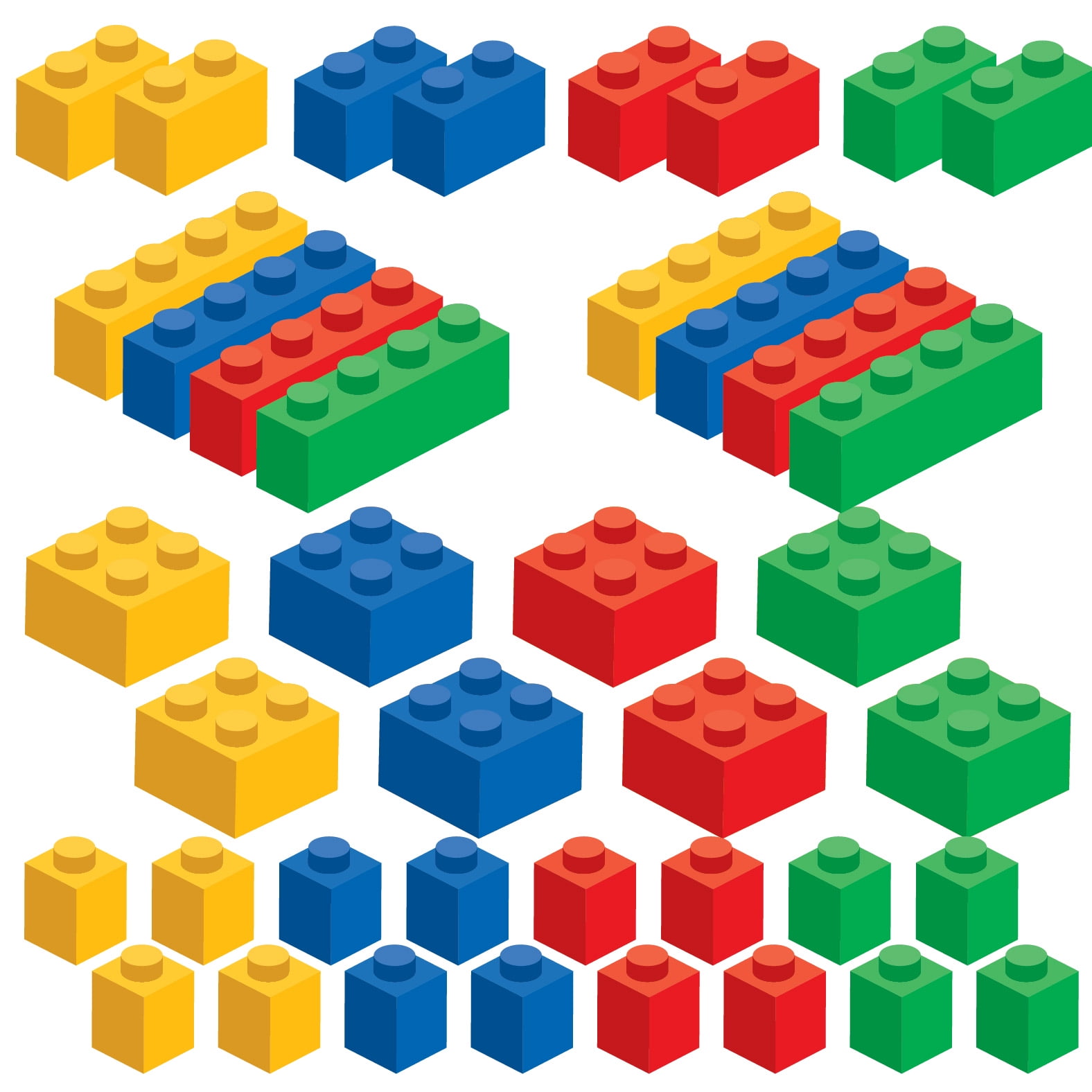 40 Brick Builders Blocks Wall Decal Stickers Pack, Set of 40 Blocks in ...