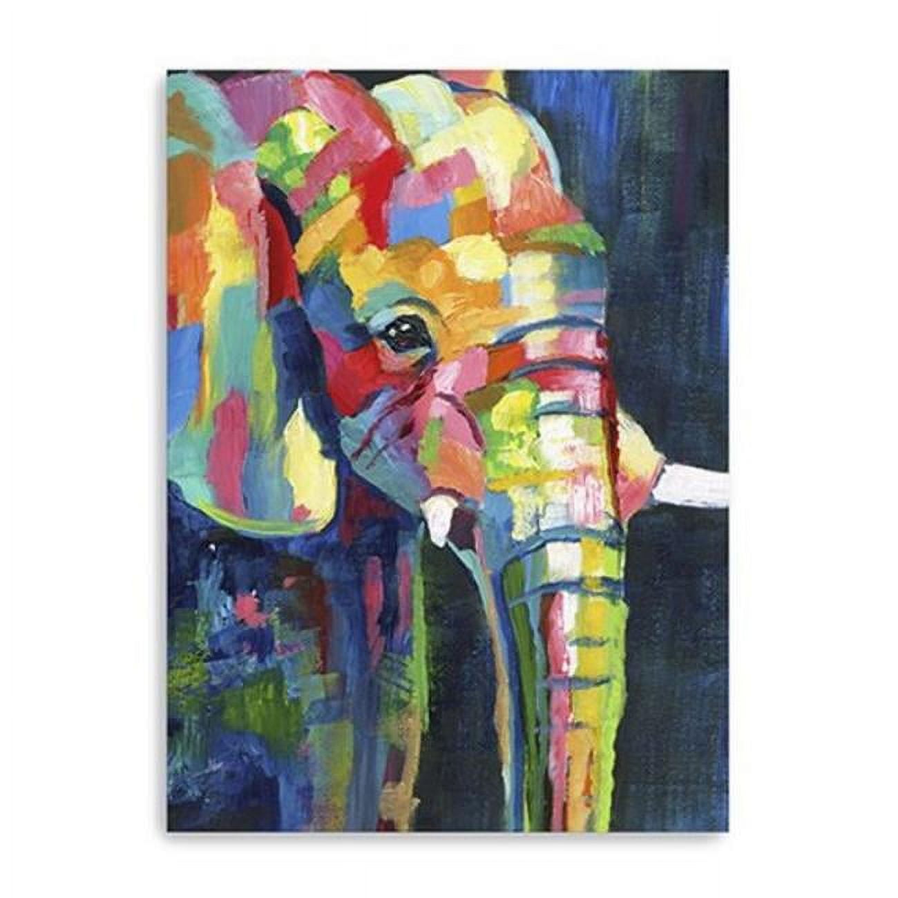 40" Bright Multi Color Elephant Canvas Wall Art - Walmart.com