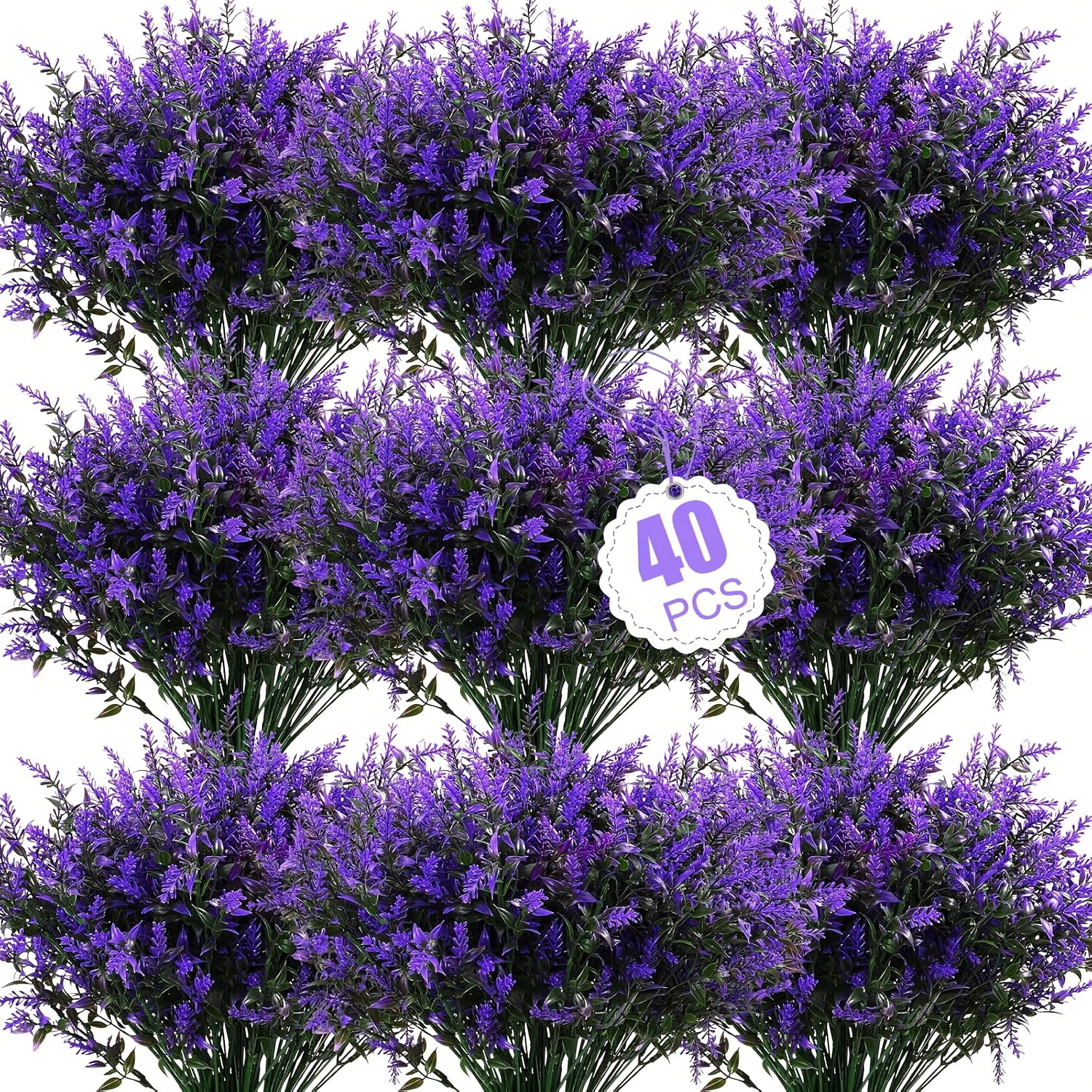 40 Bundles Artificial Greenery Lavender Fake Shrubs Flowers UV ...