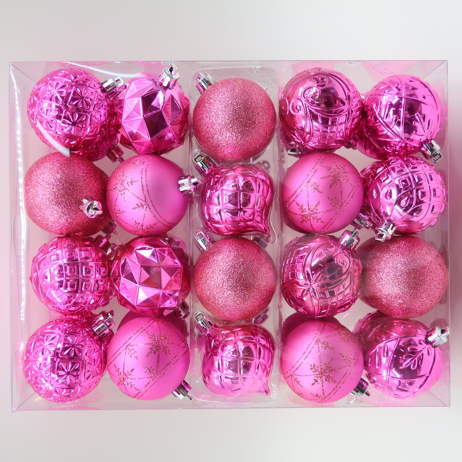 Pink Shatterproof Christmas Ornaments 2.36 in 40 Count by Holiday Time Walmart
