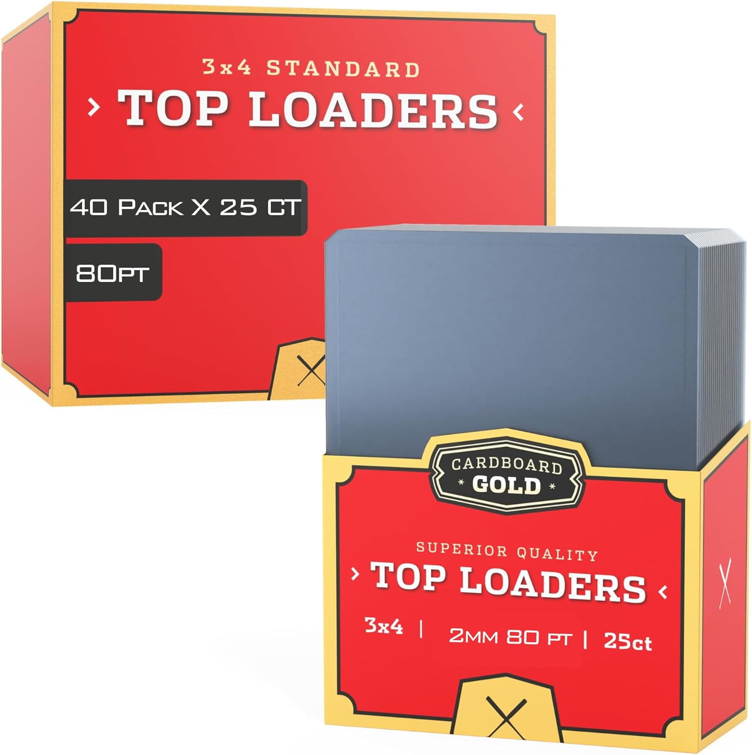 (40) Cardboard Gold - 80pt Top Loaders for Cards - Premium 3x4 Inch ...