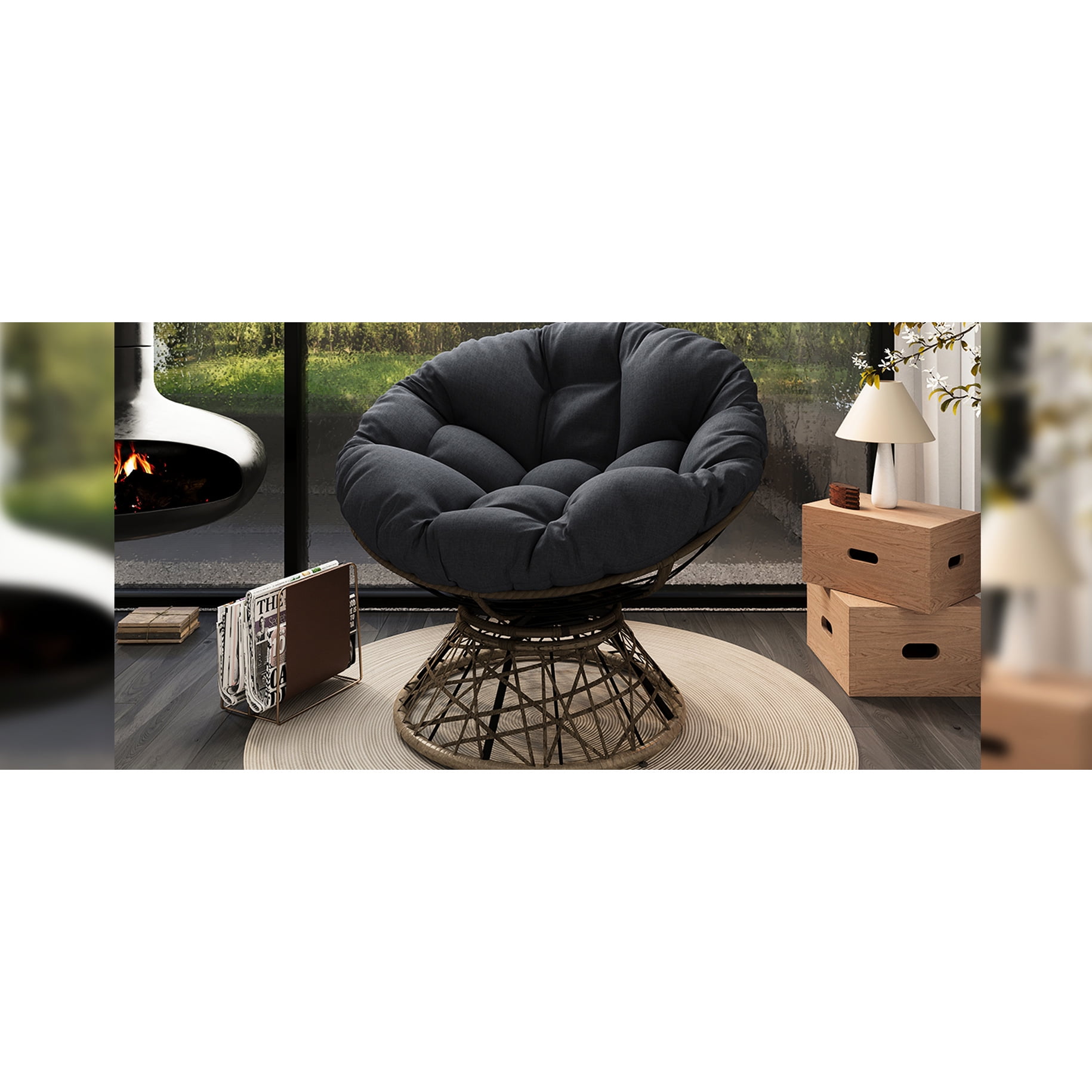 40" Chair With Comfy Foam Padding, 360° Swivel Option, Stain- Fabric ...