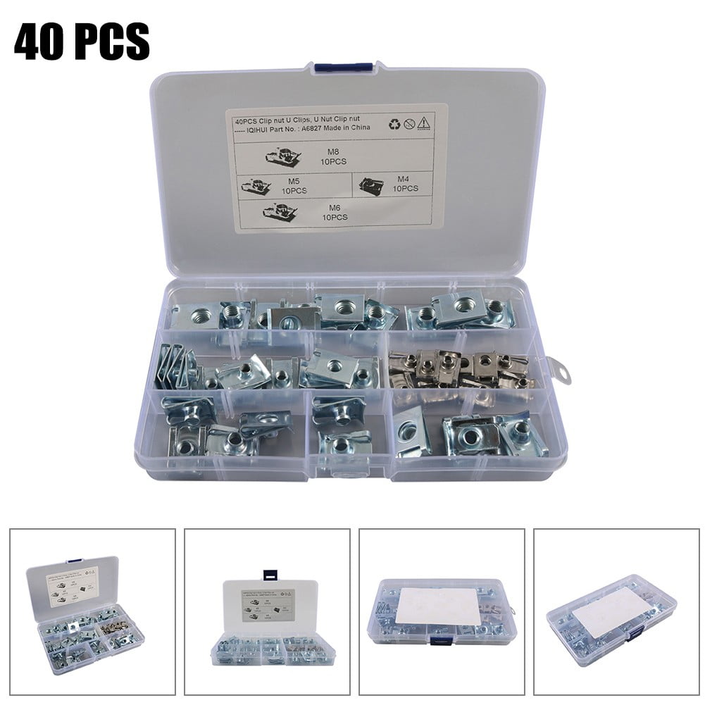 40 Clip Nuts Motorcycle Guard Plate B-Type Reed Nut Car Cage Nut -M8 ...