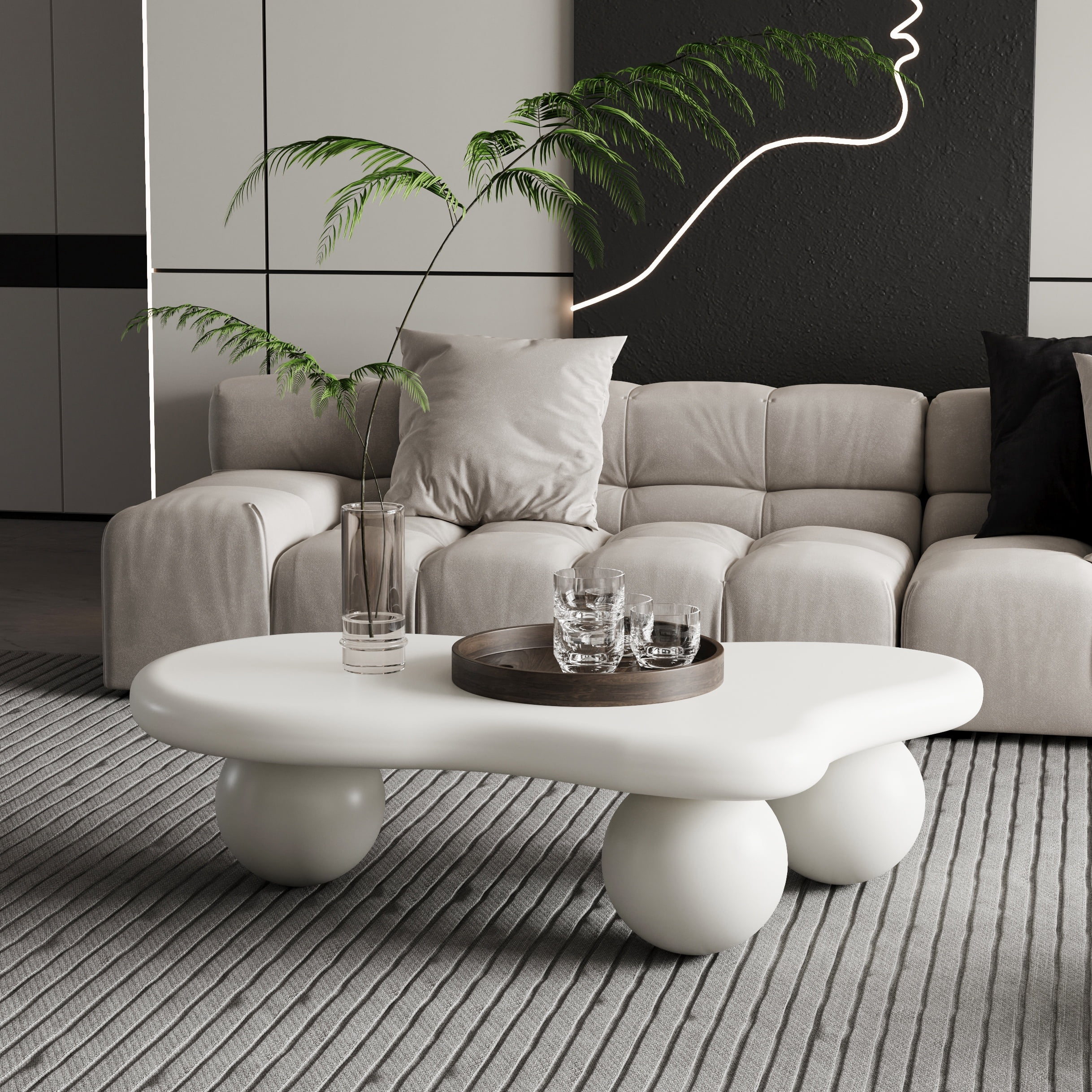40" Cloud Coffee Table for Living Room, Irregular Coffee Table, Modern ...