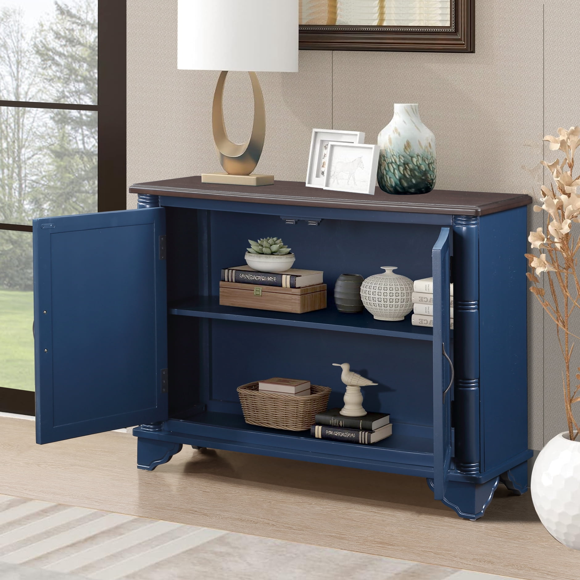 40" Console Table with Storage Shelf, Retro Entryway Table with ...