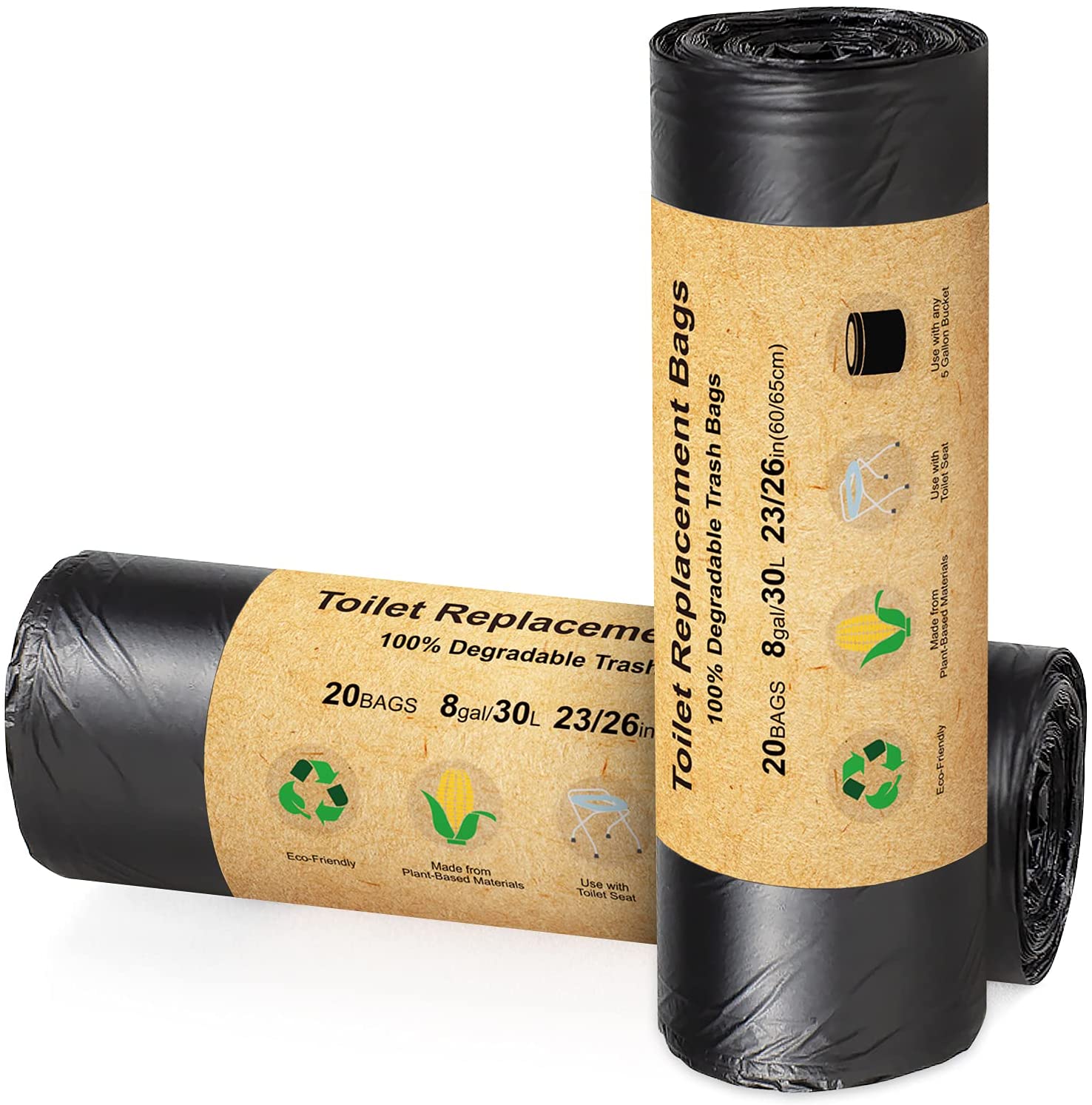 40 Count Toilet Replacement Bags, 8 Gallon, 30 Liter, Heavy Duty 1 Mil ...