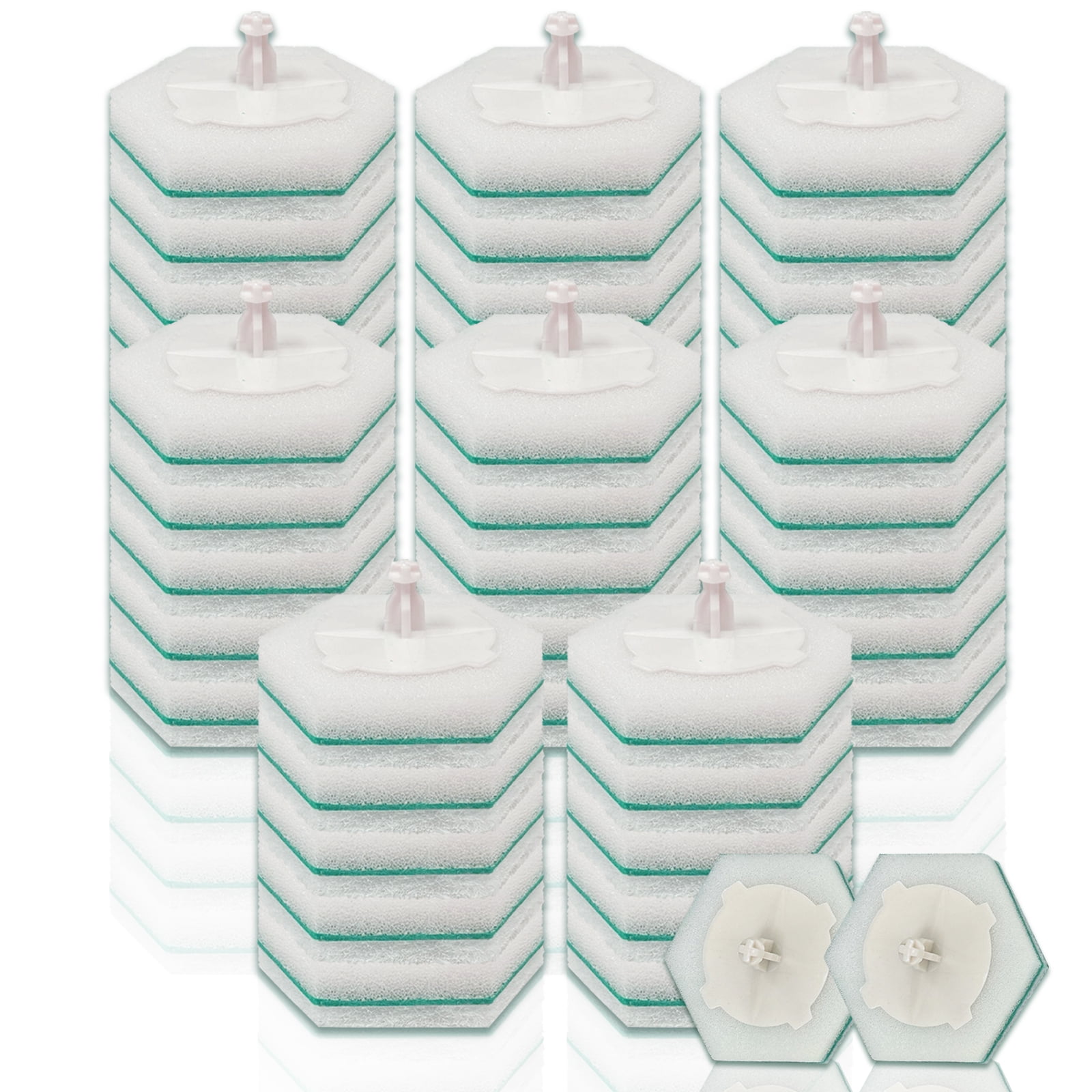 40 Counts Disposable 6-Sided Upgrades Green Toilet Brush Wand Refills ...