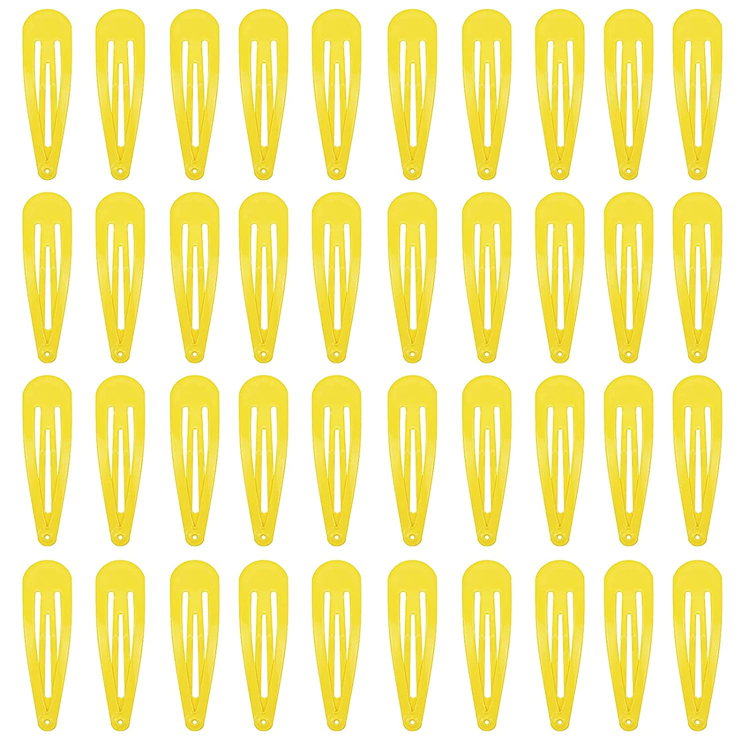 40 Counts Yellow Color Metal Snap Hair Clips 2 Inch Barrettes for Women ...