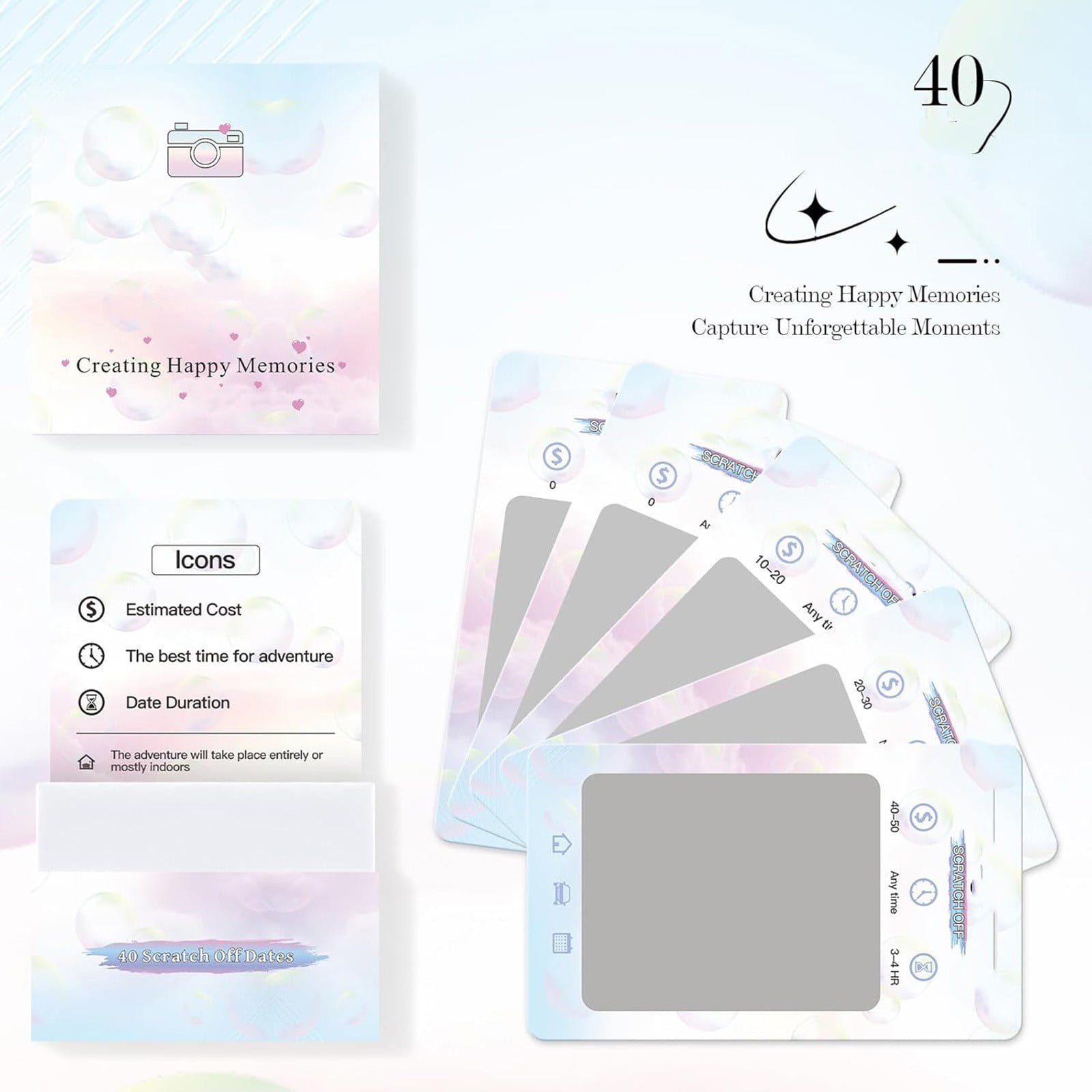 40 Date Night Ideas for Couple,Adventurous Scratch-Off Cards for Couple ...