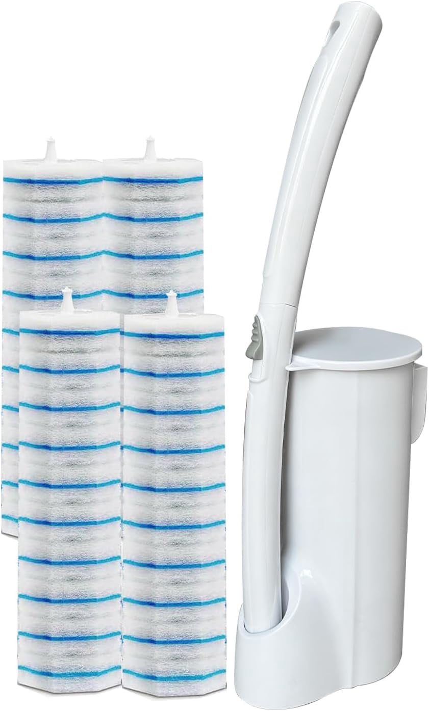 40 Disposable Toilet Brush Refills Srubber Pads, Wall Mounted Toilet ...