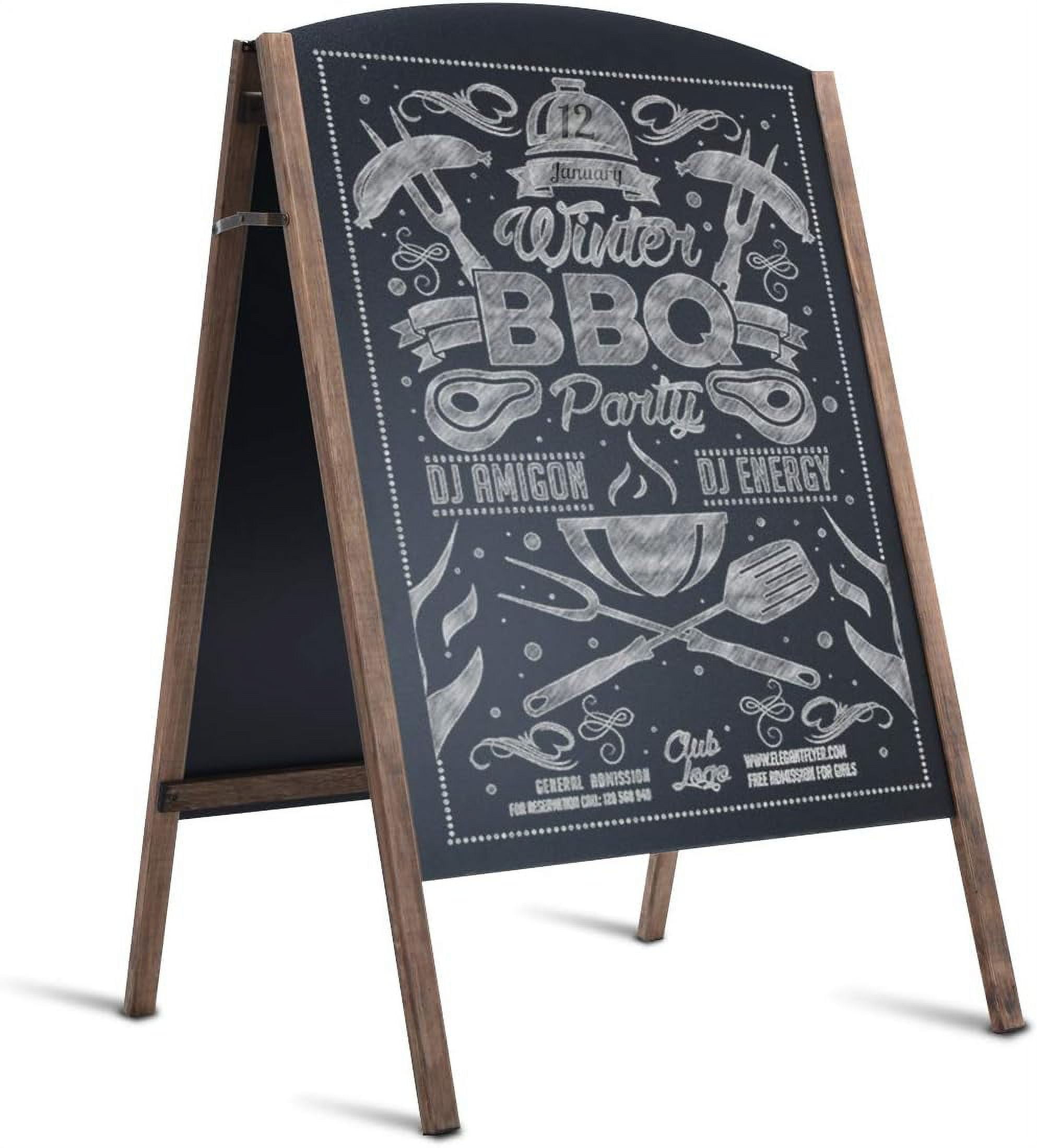 40" Double-Sided Standing Blackboard, Wooden A-Frame Rustic Chalkboard ...