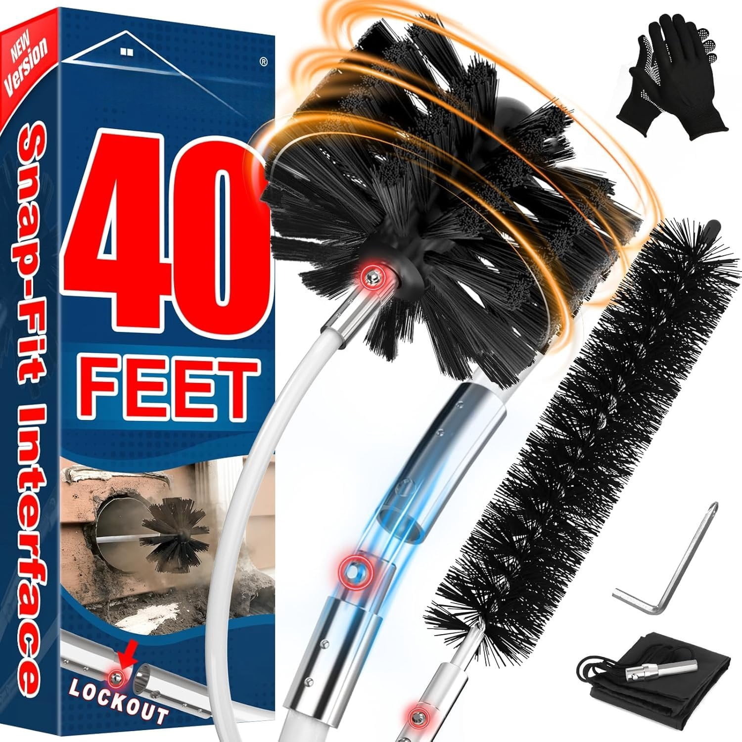 40 Dryer Vent Cleaner Kit/Lint Remover/Upgraded Flexible Quick-Snap ...