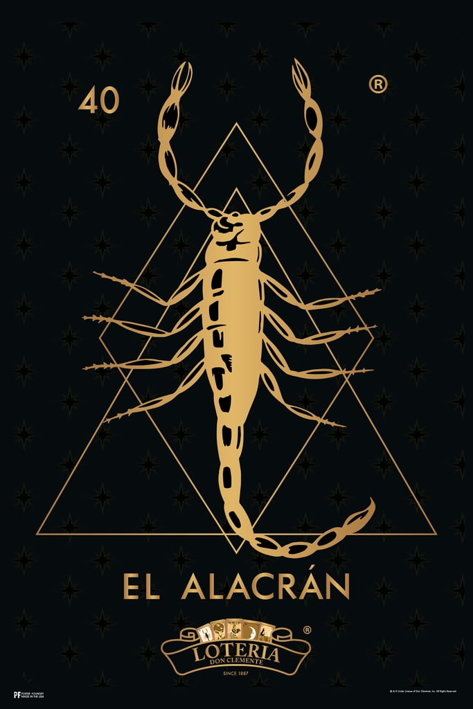 40 El Alacran Scorpion Loteria Card Black Gold Mexican Bingo Lottery ...