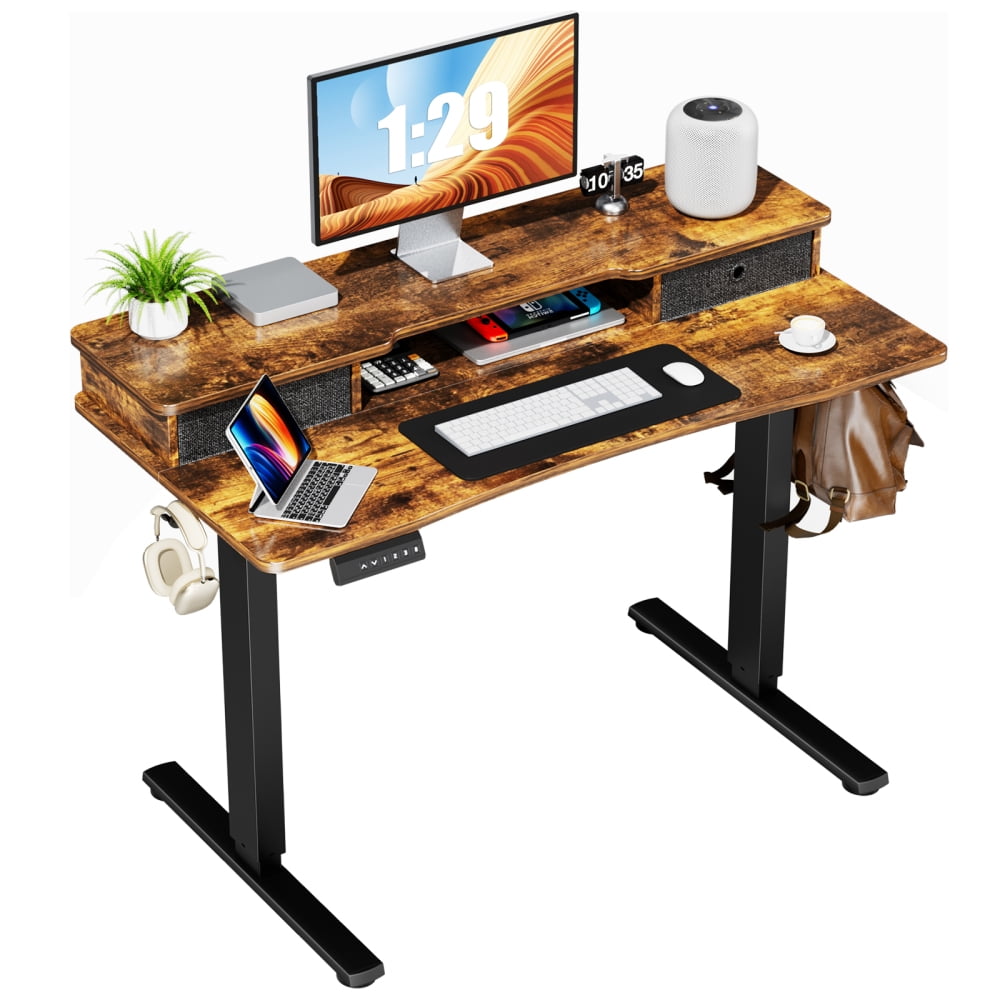 40" Electric Computer Desk, Double Layer Standing Desk with Double ...