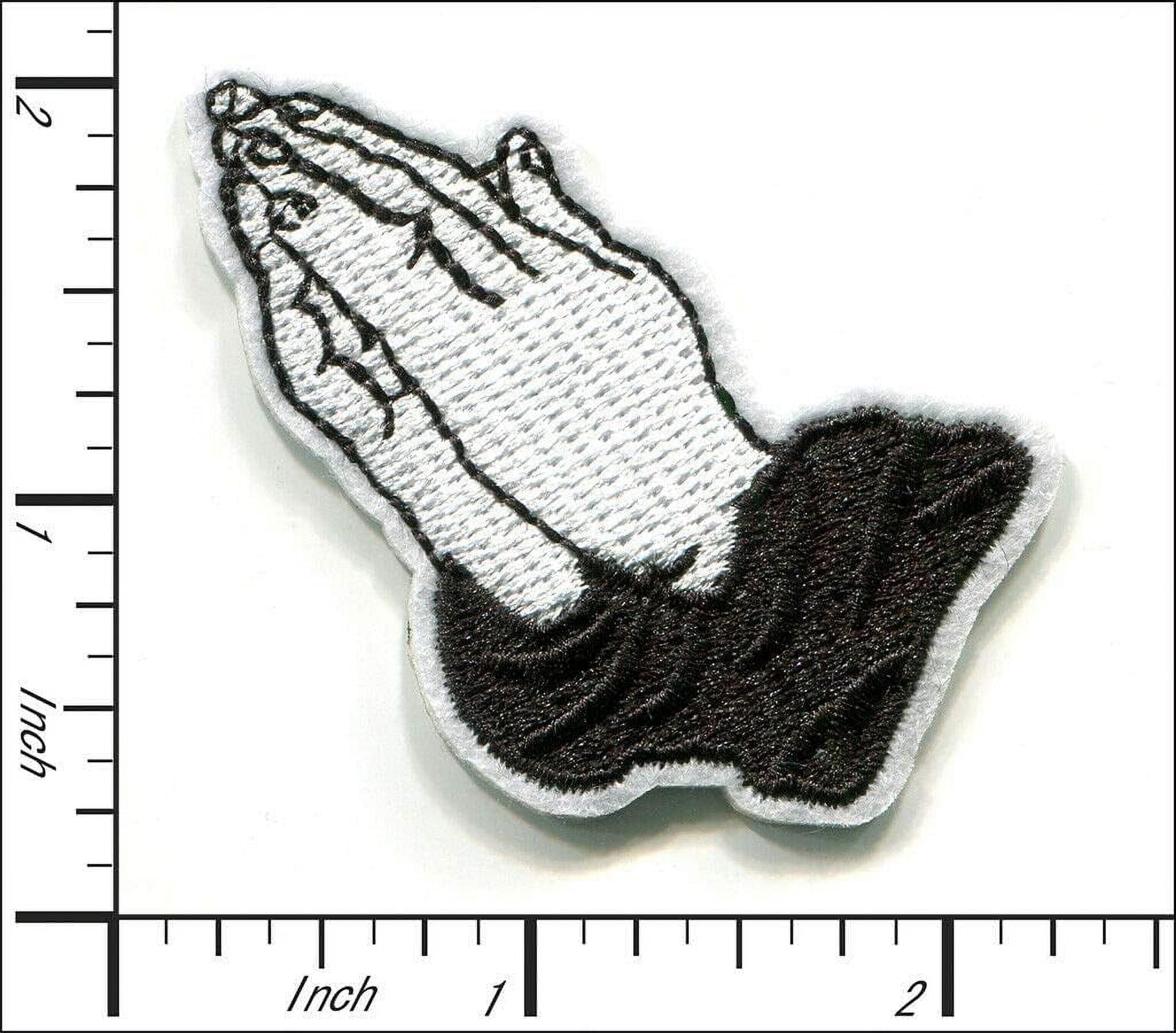 40 Embroidered Iron on patches Black/White Praying Hands Christian ...