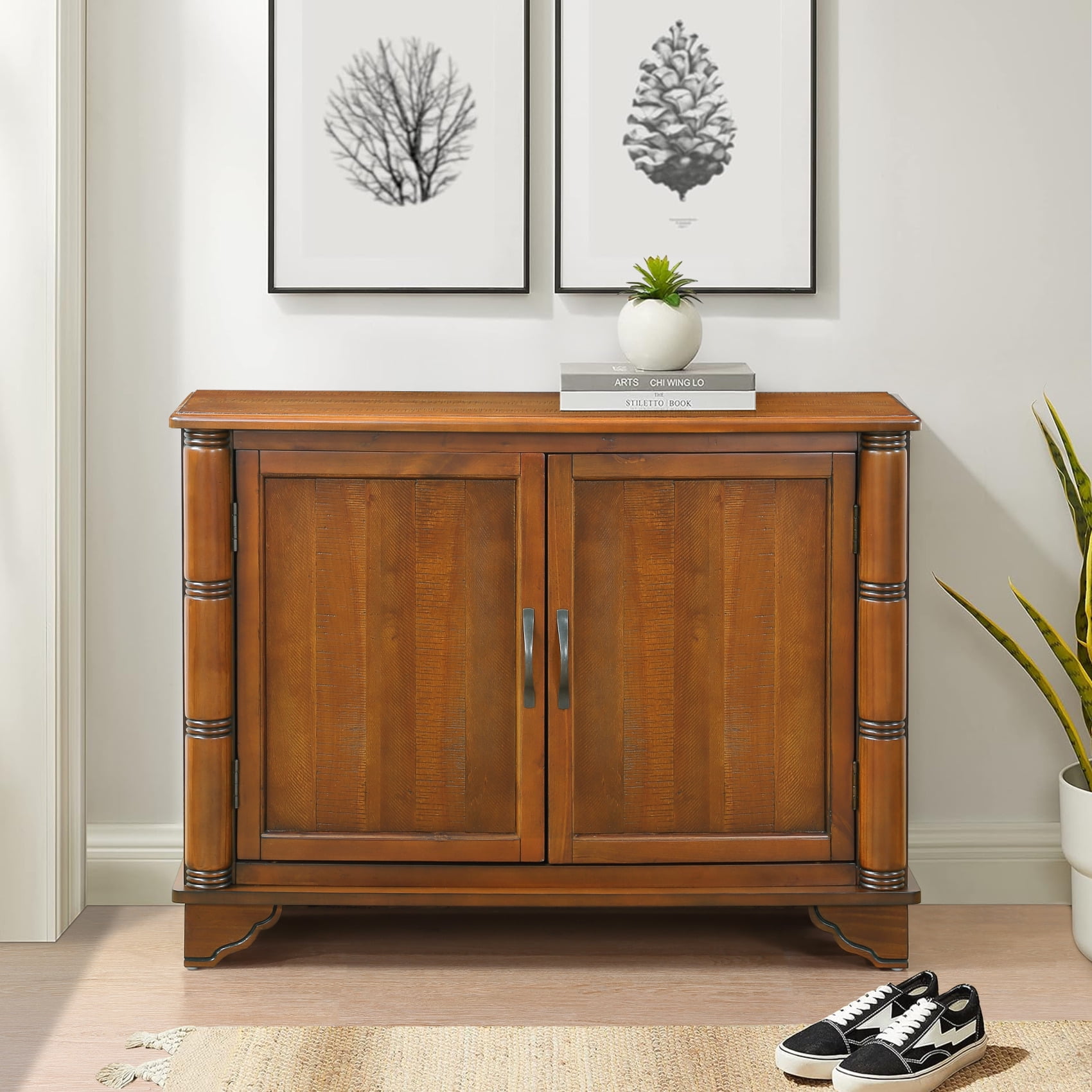 40'' Entryway Table with 2 Doors and Adjustable Partition, Vintage ...
